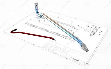 3D illustration of crowbar stock illustration. Illustration of burglar ...