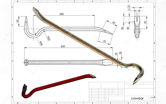 3D illustration of crowbar stock illustration. Illustration of hand ...