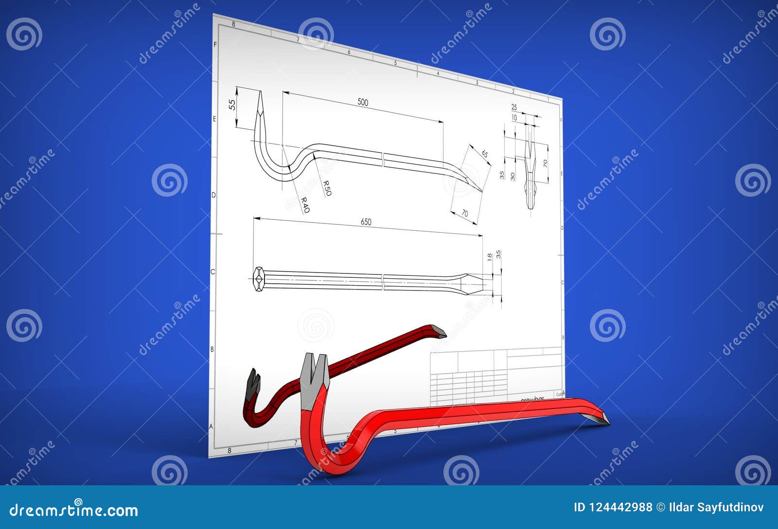 3D illustration of crowbar stock illustration. Illustration of crow ...