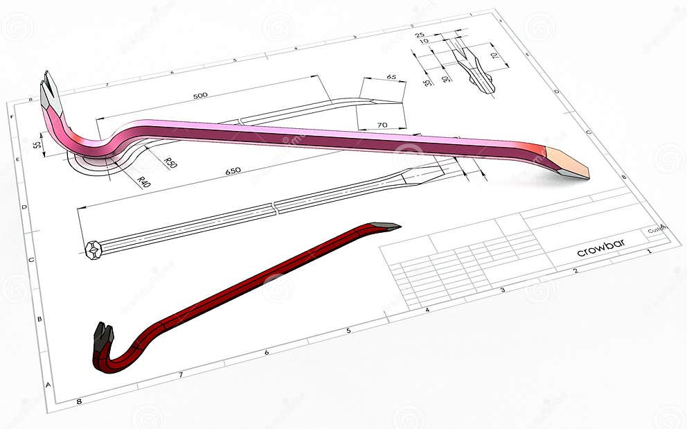 3D illustration of crowbar stock illustration. Illustration of stealing ...