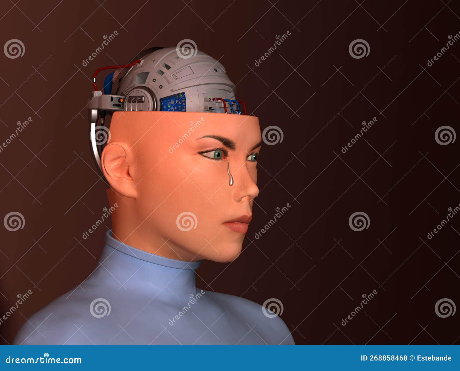 3d Illustration of a Crying Robot Stock Illustration - Illustration of ...