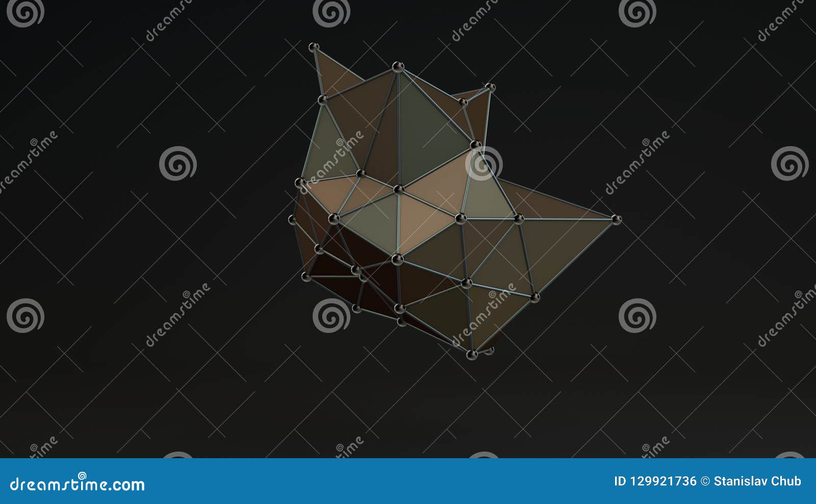 3D Illustration of a Crystal of Irregular Shape, with Sharp Corners and ...