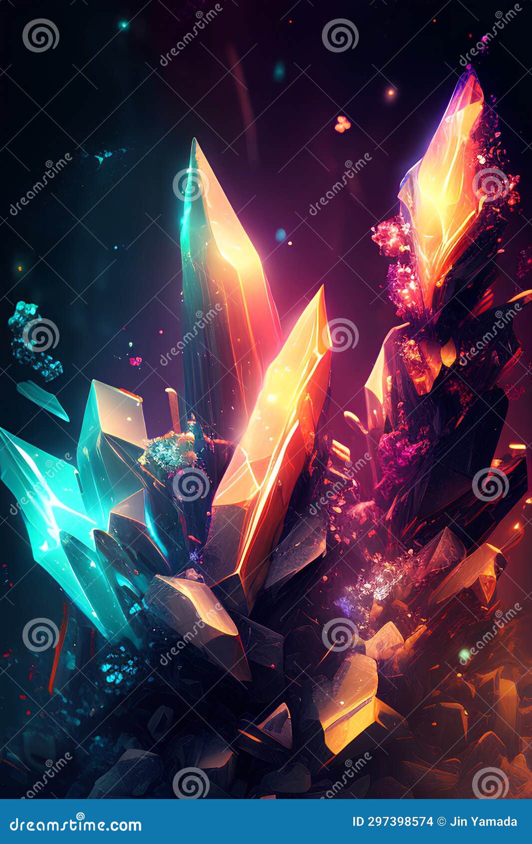 3d Illustration of Crystal in Space, Computer Generated Abstract ...