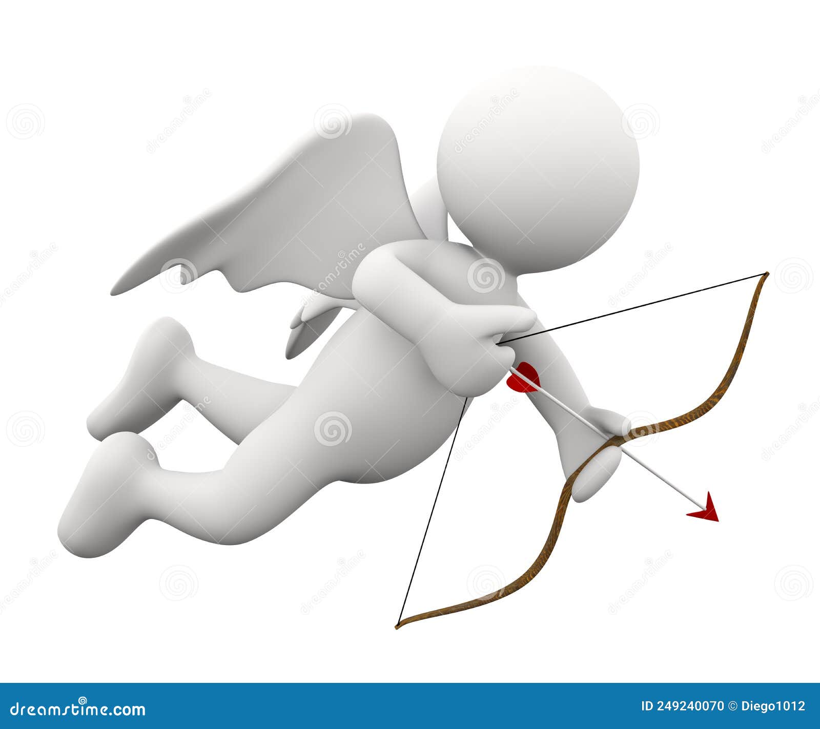 3d Illustration Cupid with Bow and Arrow Stock Illustration ...