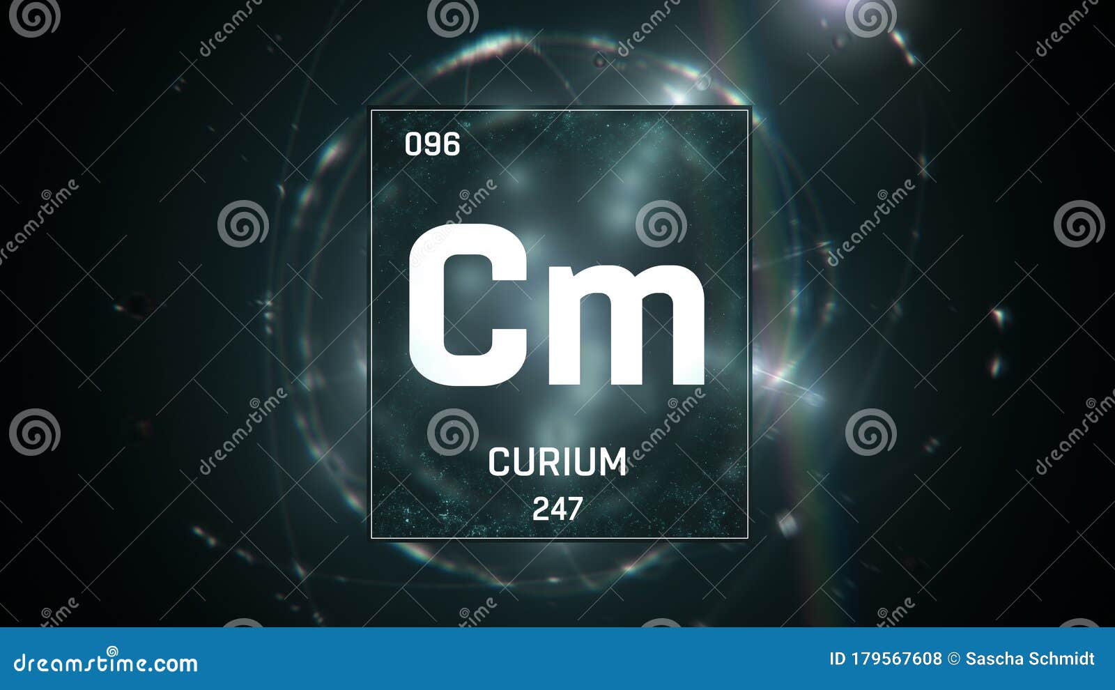 Curium As Element 96 of the Periodic Table 3D Illustration on Green ...