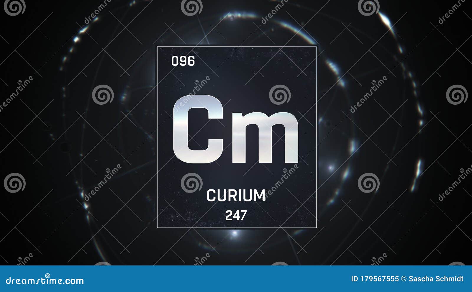 Curium As Element 96 of the Periodic Table 3D Illustration on Silver ...