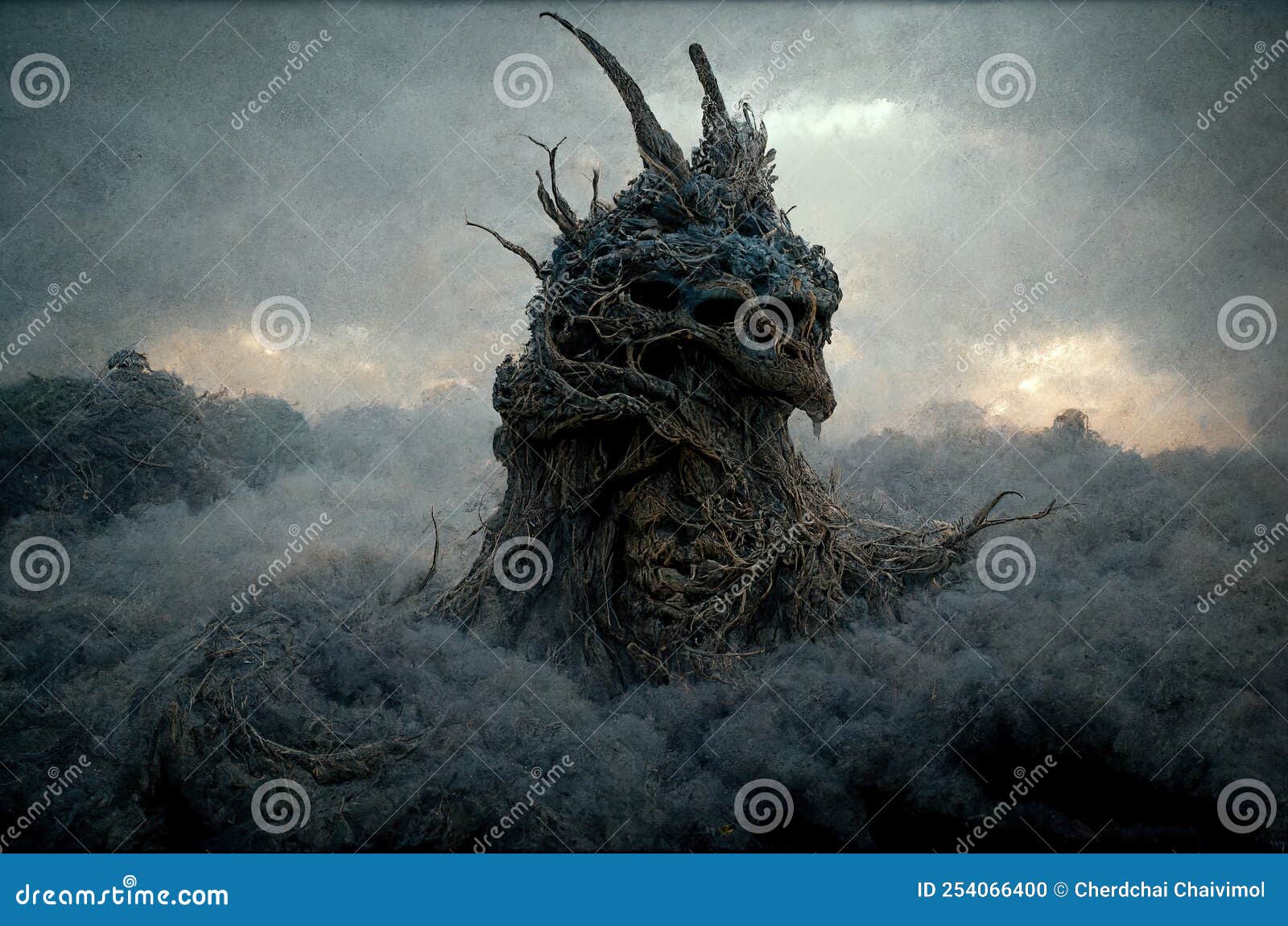 3D Rendering Of A Cursed Dragon Turned Into A Tree Royalty-Free ...