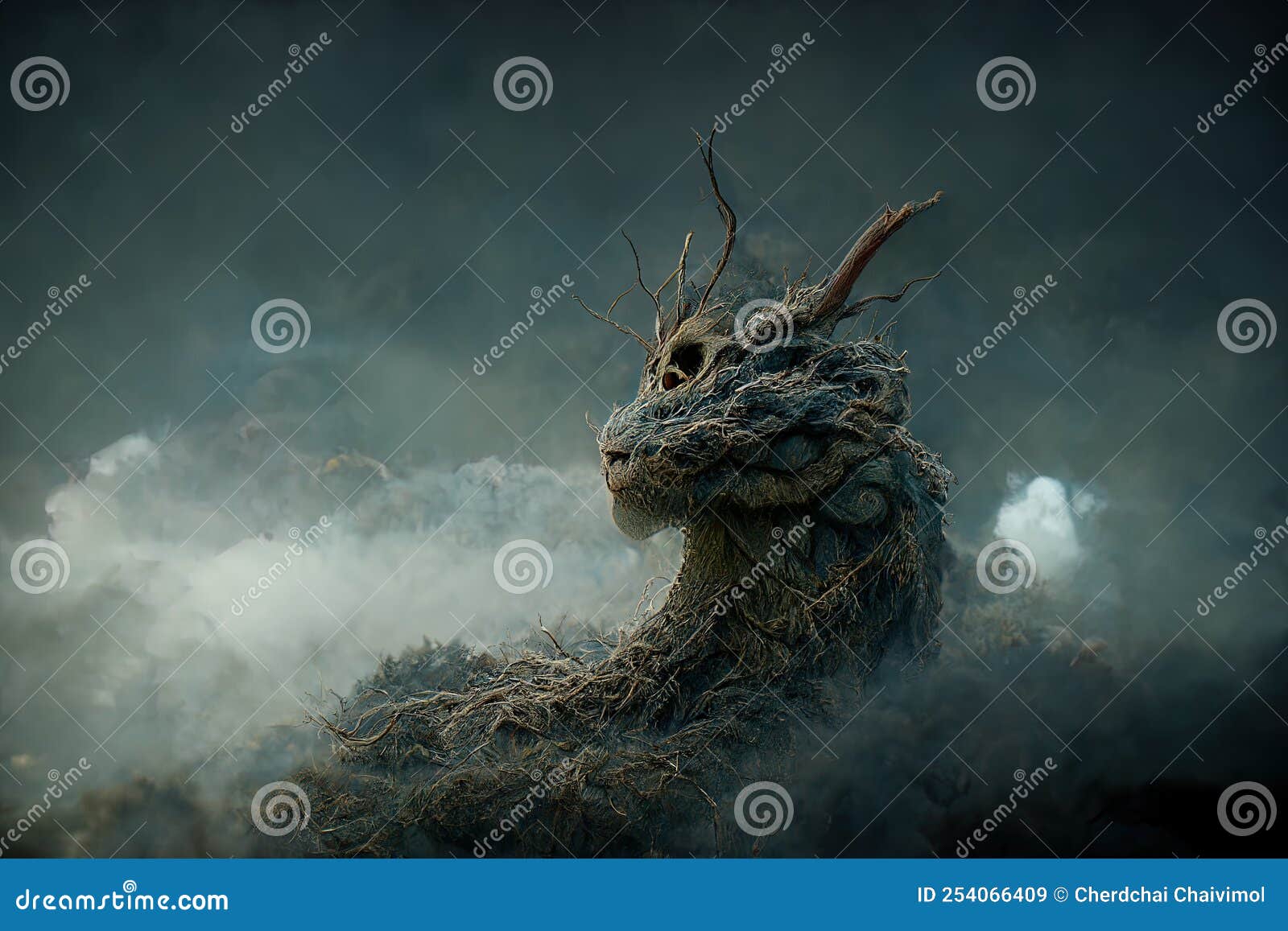 3D Rendering Of A Cursed Dragon Turned Into A Tree Royalty-Free ...