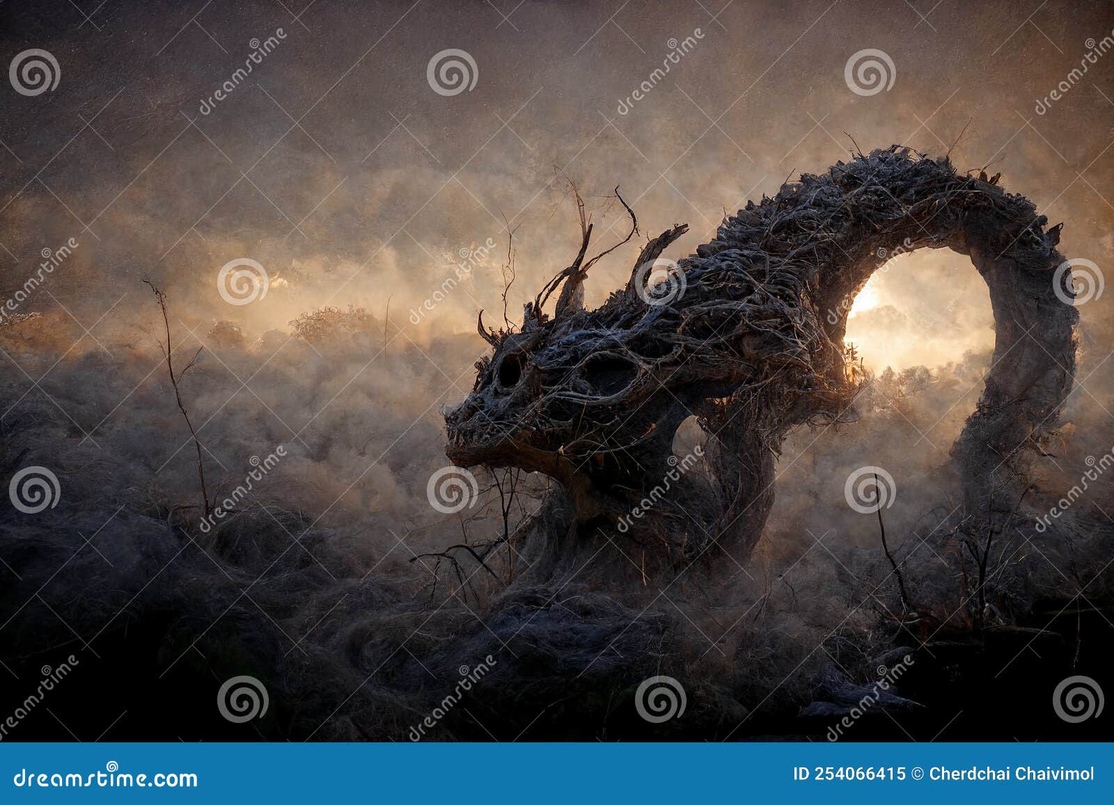 3D Rendering Of A Cursed Dragon Turned Into A Tree Royalty-Free ...