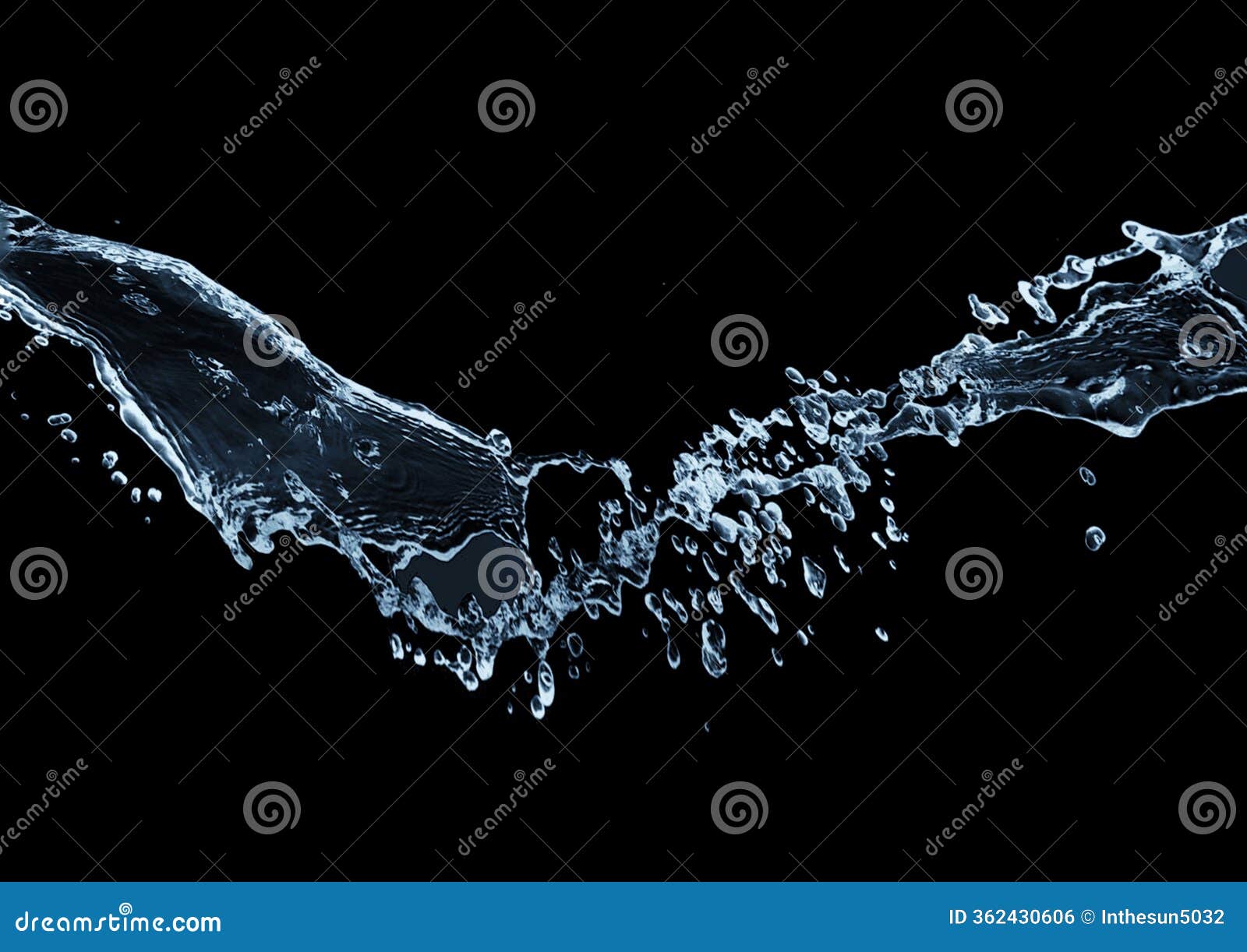 3d Illustration of Curved Water Waves and Splashes on Black Background ...