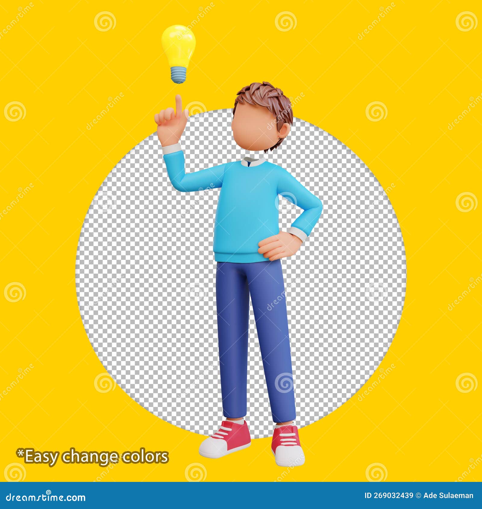3d Illustration Cute Boy Get an Idea Stock Image - Illustration of ...