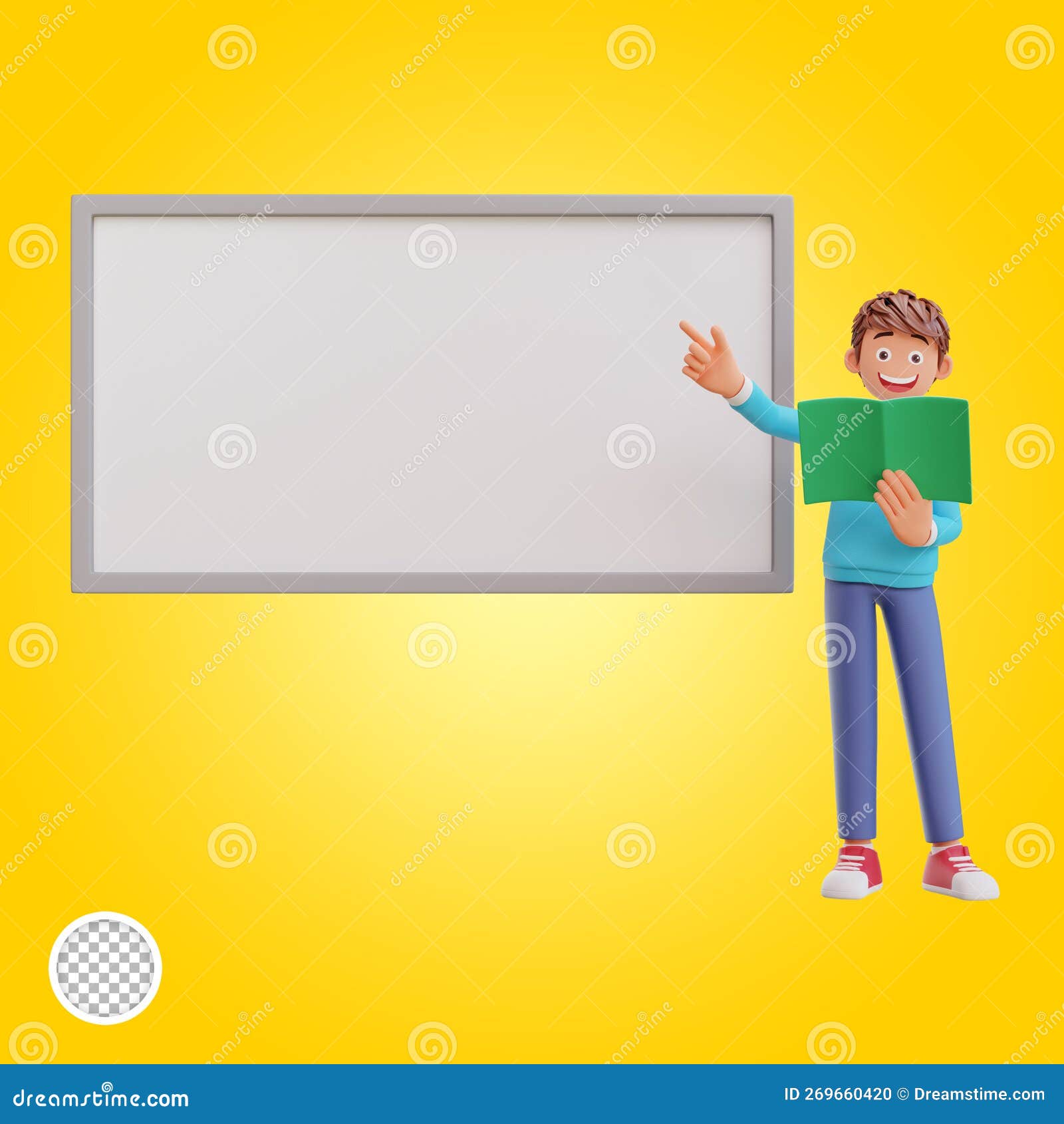 3d Illustration Cute Boy Pointing at Whiteboard Stock Photo ...