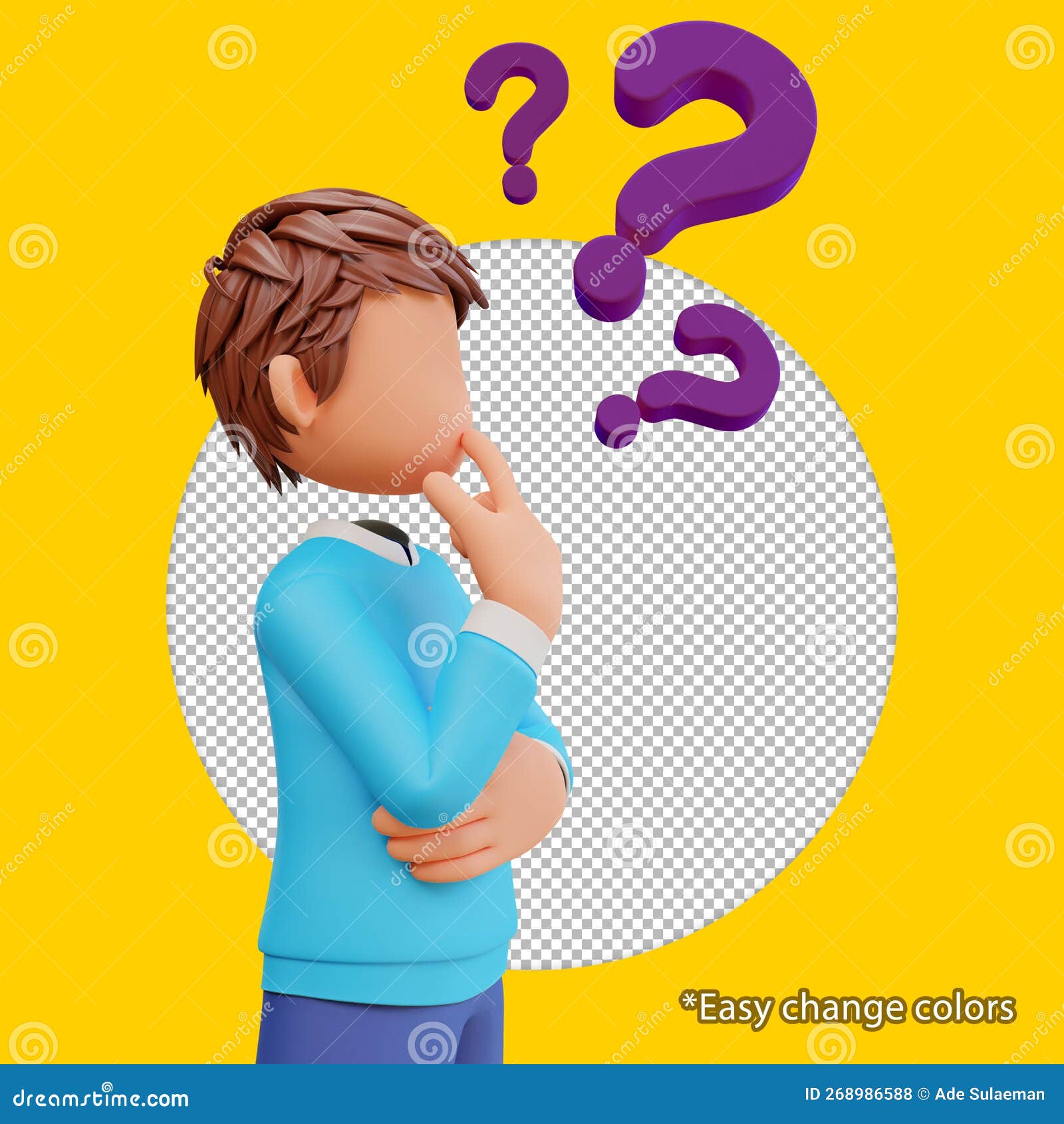3d Render Illustration Cute Boy with Question Mark Stock Photo ...