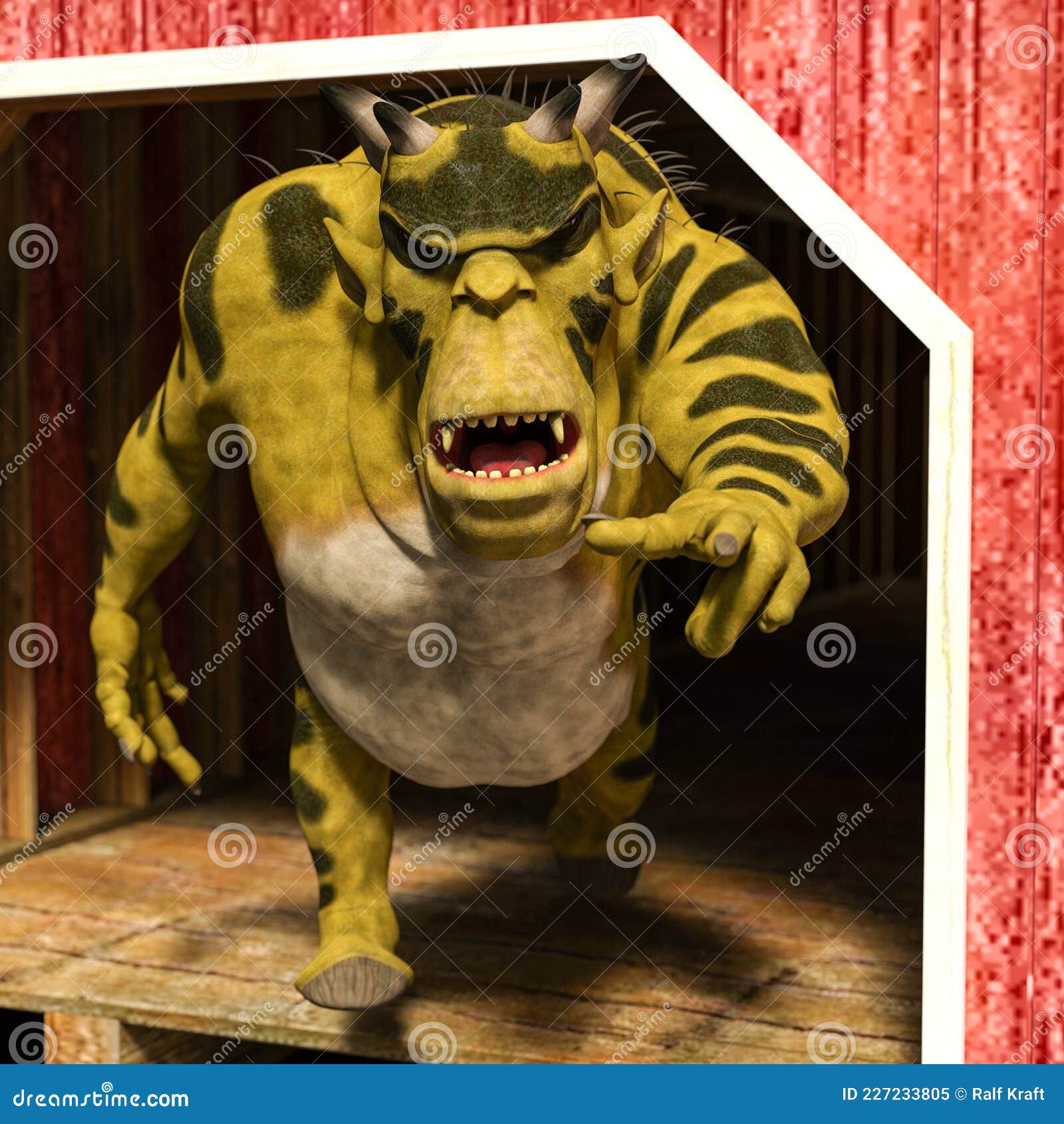 3D-illustration of a Cute and Funny Cartoon Devil. Stock Illustration ...