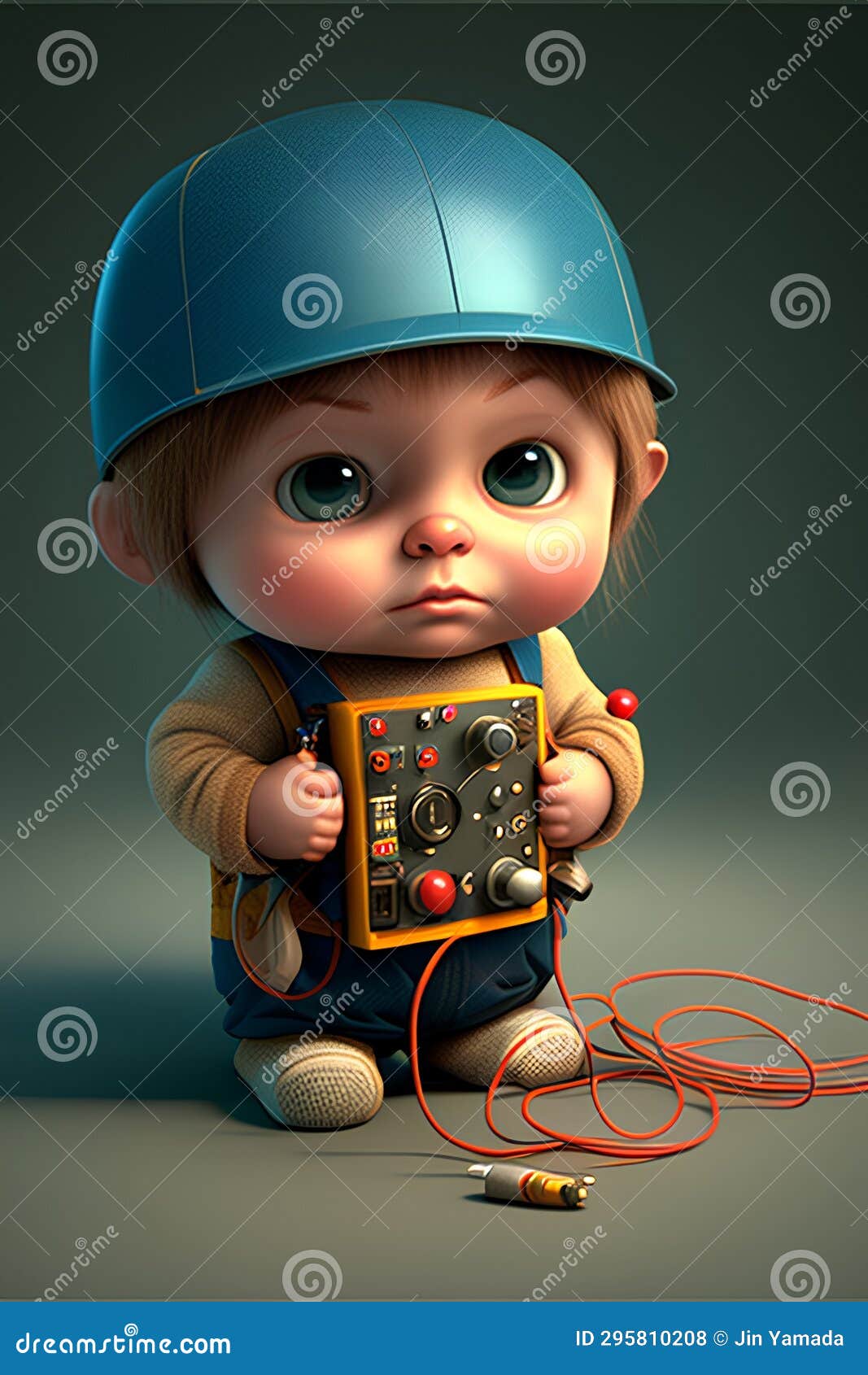 3D Illustration of a Cute Little Boy with a Digital Multimeter Stock ...