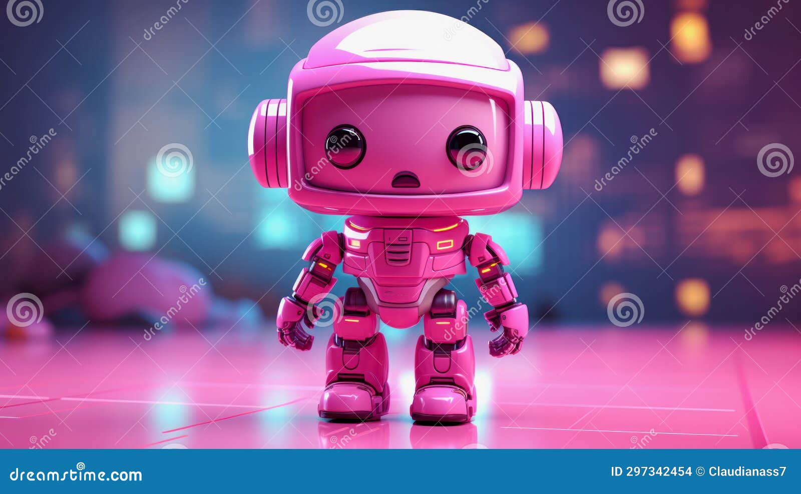 3d Illustration of a Cute Pink Robot Stock Illustration - Illustration ...