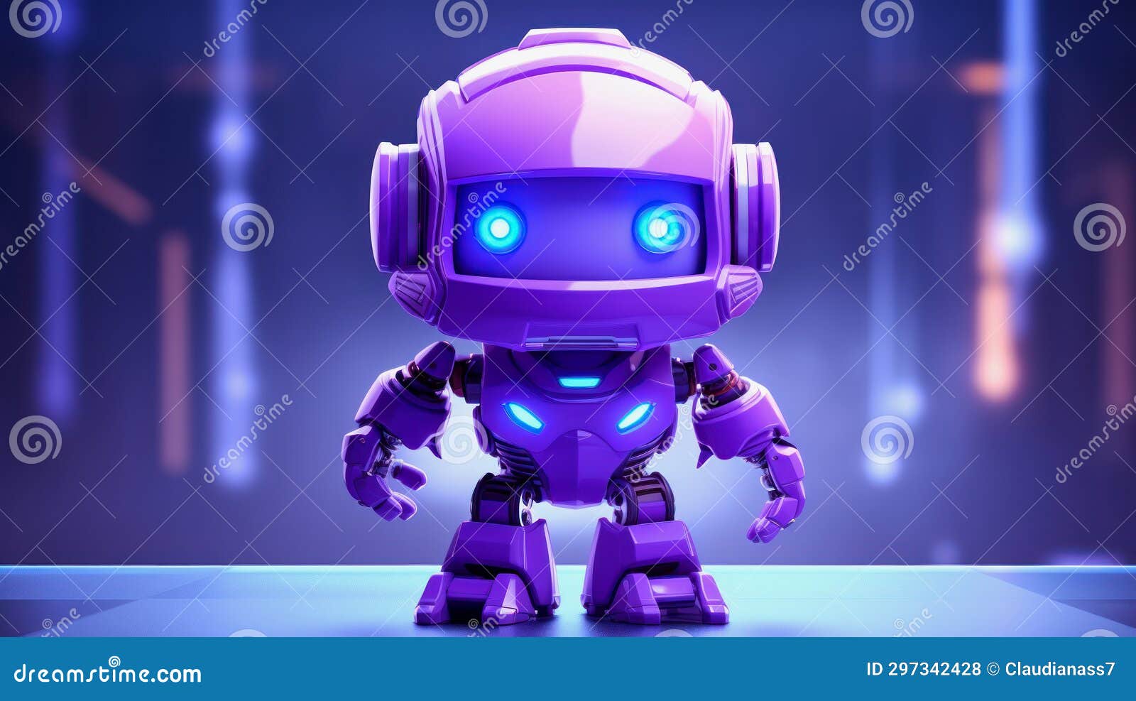 3d Illustration of a Cute Purple Robot Stock Illustration ...