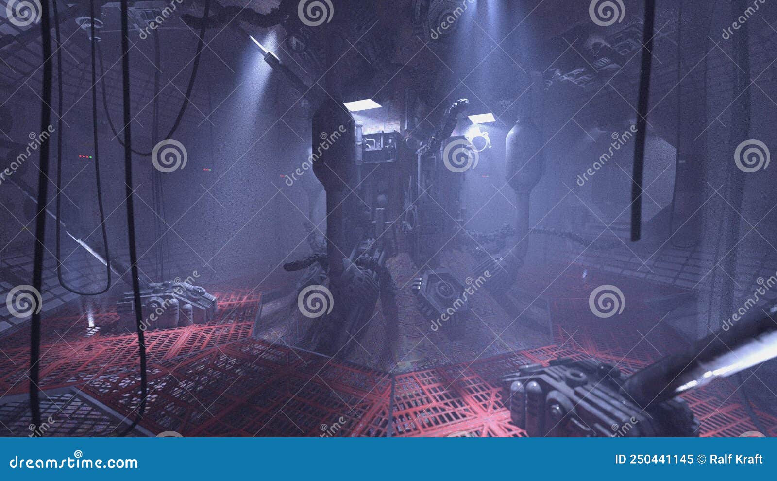 3D-illustration of a Cyberpunk Computer after a Catastrophe Stock ...