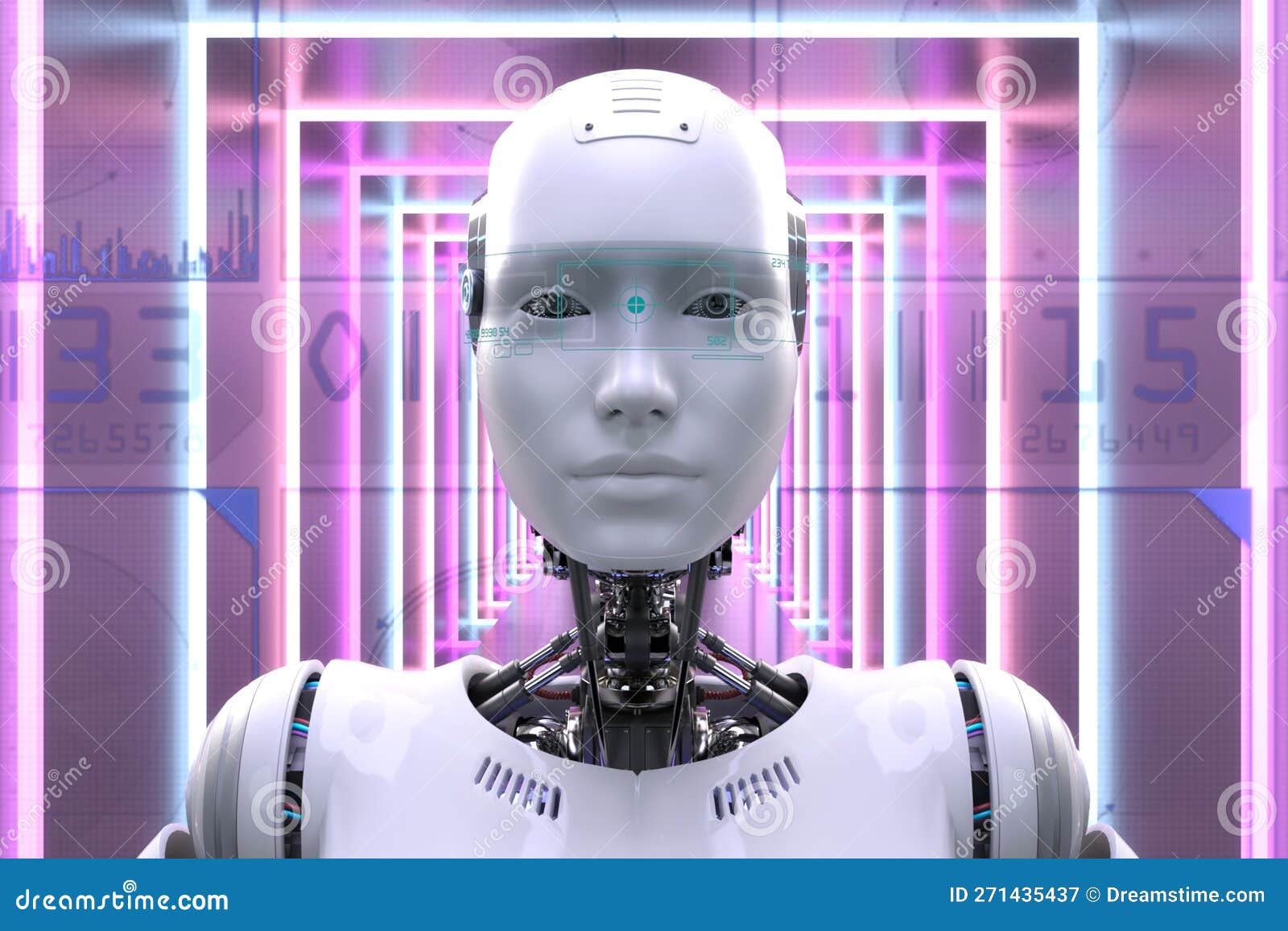 3D Illustration of a Cyborg with Artificial Intelligence Stock ...