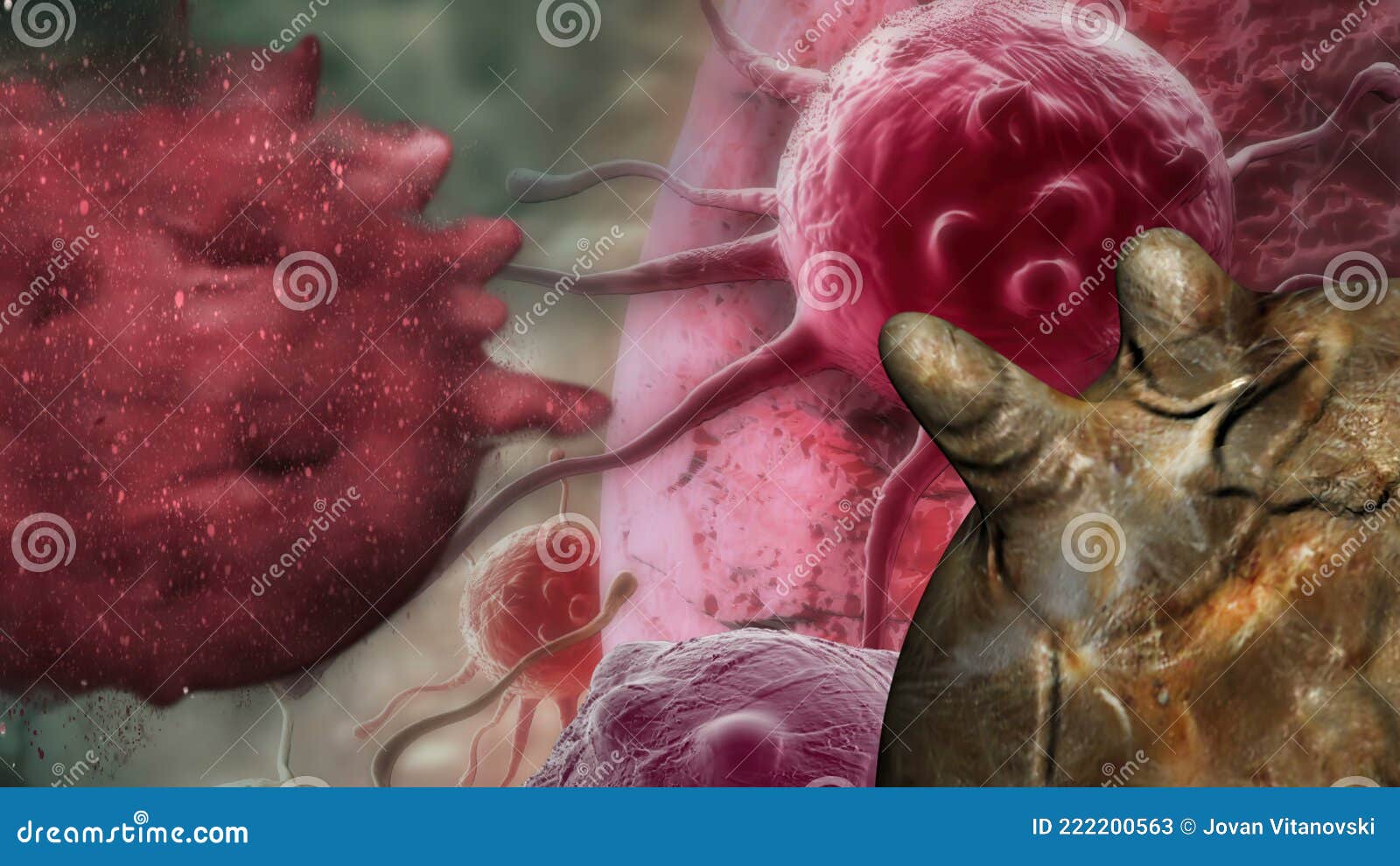 A Damaged and Disintegrating Cancer Cell Stock Illustration ...