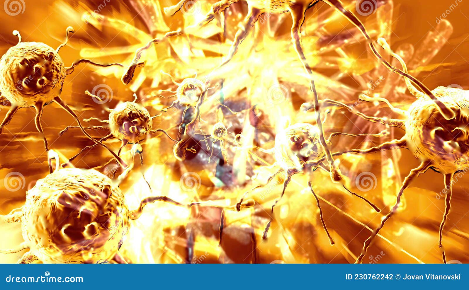Damaged and Disintegrating Cancer Cell Stock Illustration ...