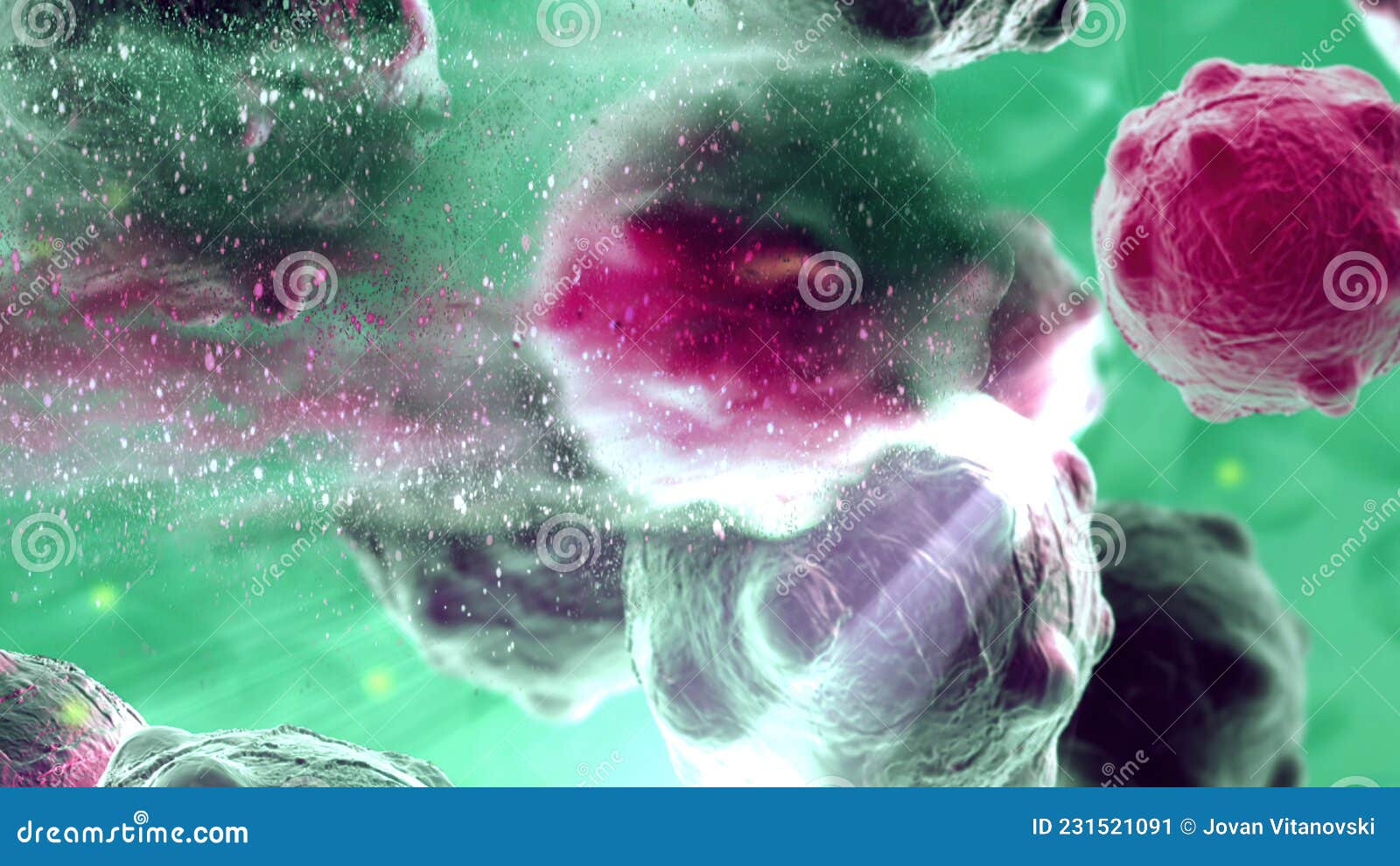 A Damaged and Disintegrating Cancer Cell Stock Illustration ...
