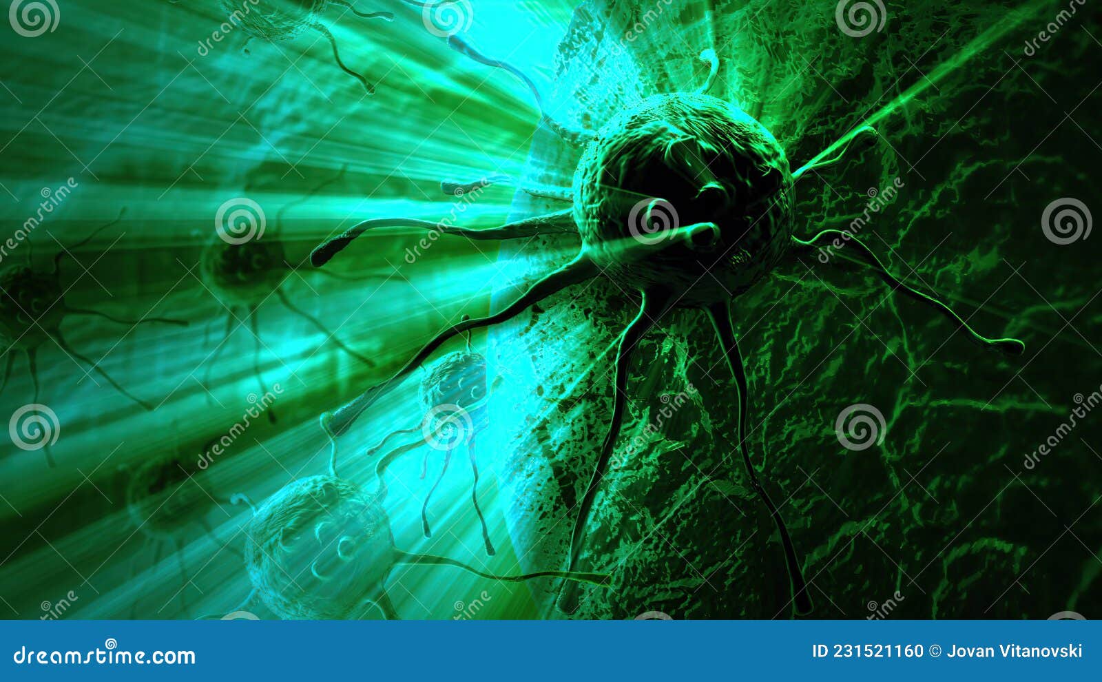 A Damaged and Disintegrating Cancer Cell Stock Illustration ...