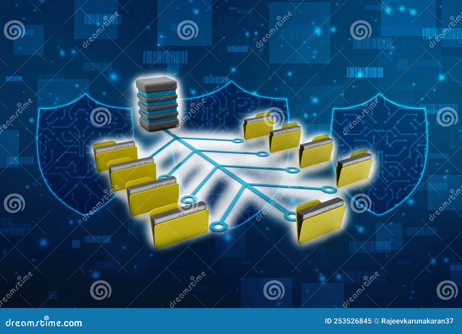 3d Illustration of Data Sharing Backgrounds Stock Illustration ...