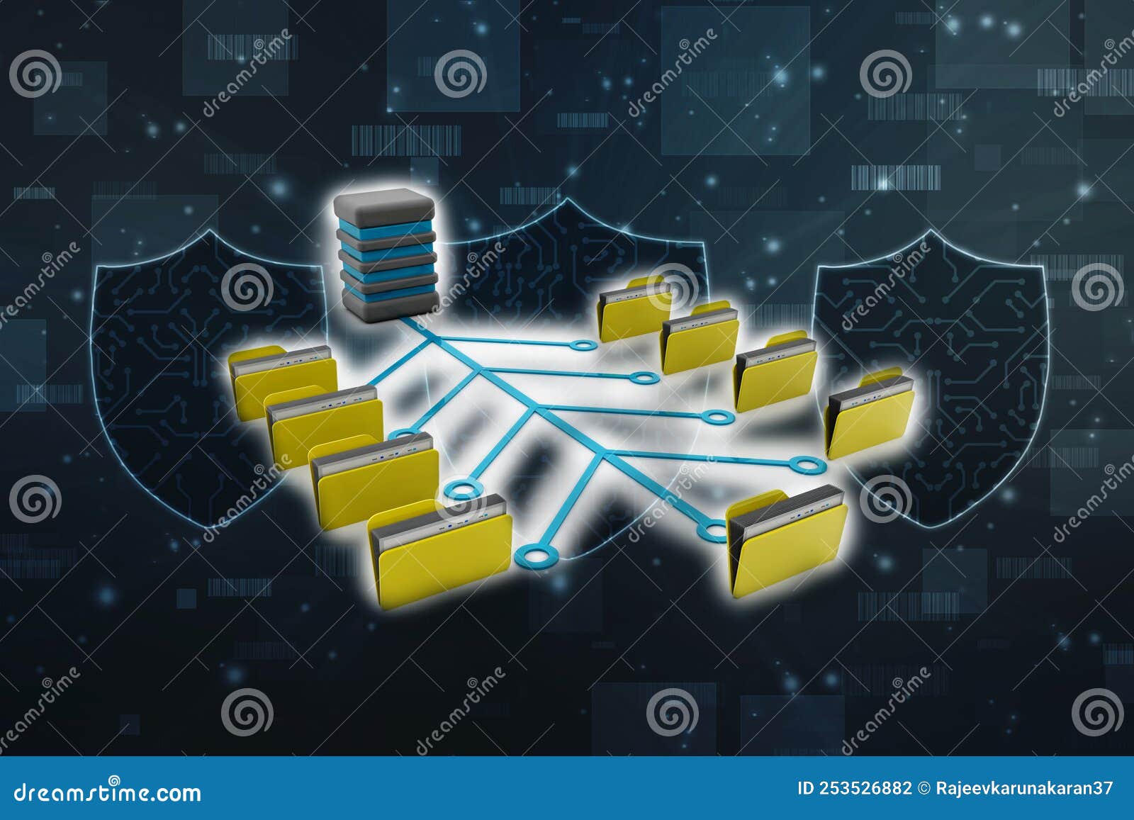 3d Illustration of Data Sharing Backgrounds Stock Illustration ...