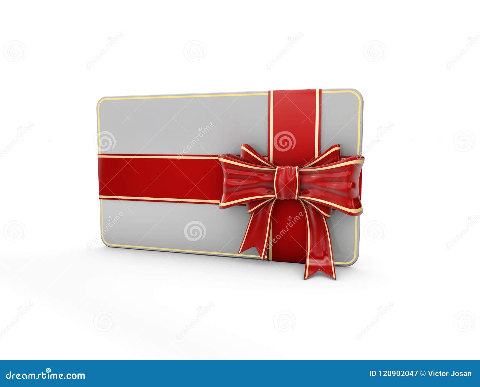 3d Illustration of Decorated Gift Card with Red Ribbons and Bow Stock ...