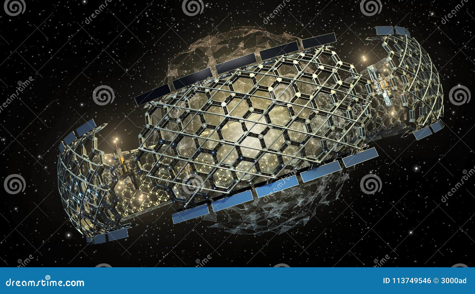 3D Illustration of an Outer Space Honeycomb Structure Stock ...