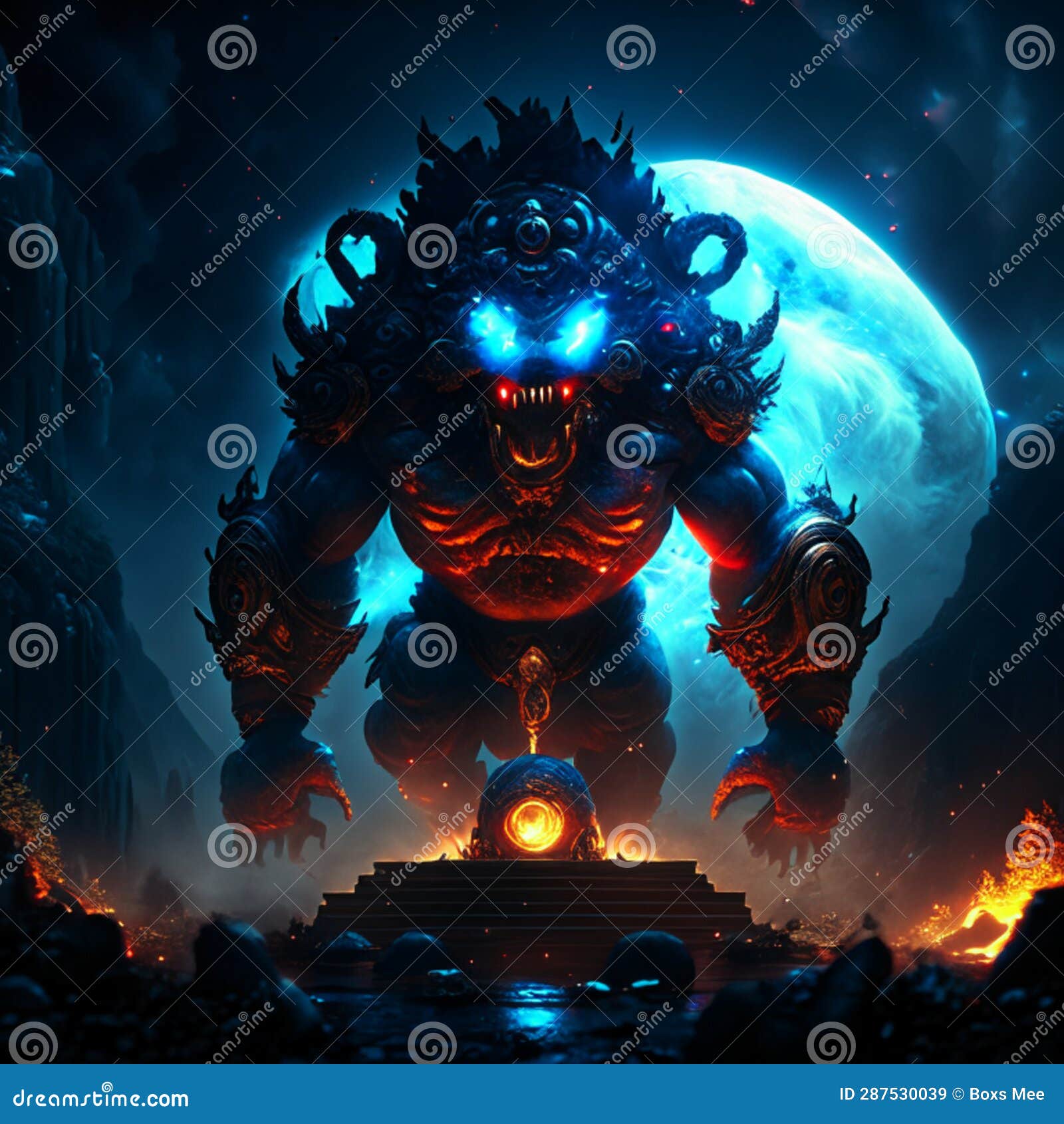 3d Illustration of a Demon in a Dark Space. 3d Rendering Generative AI ...