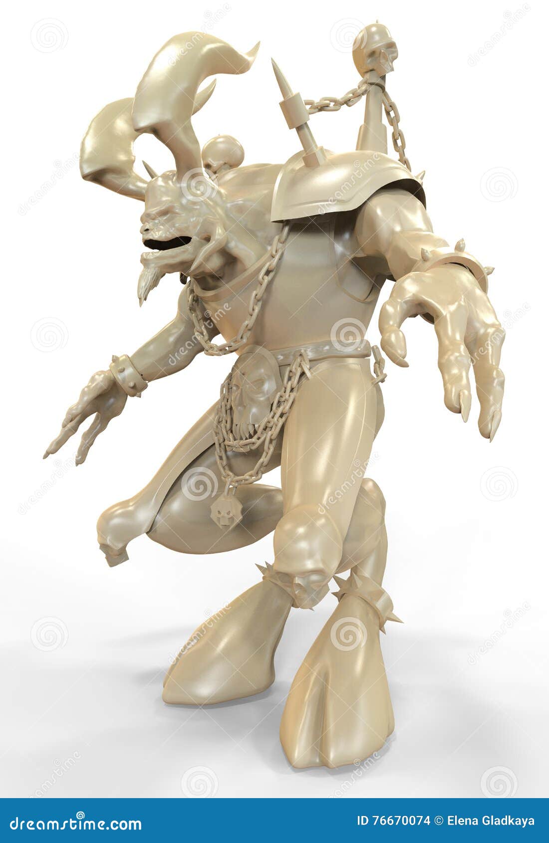 3D Illustration Demon Stone Stock Illustration - Illustration of fear ...