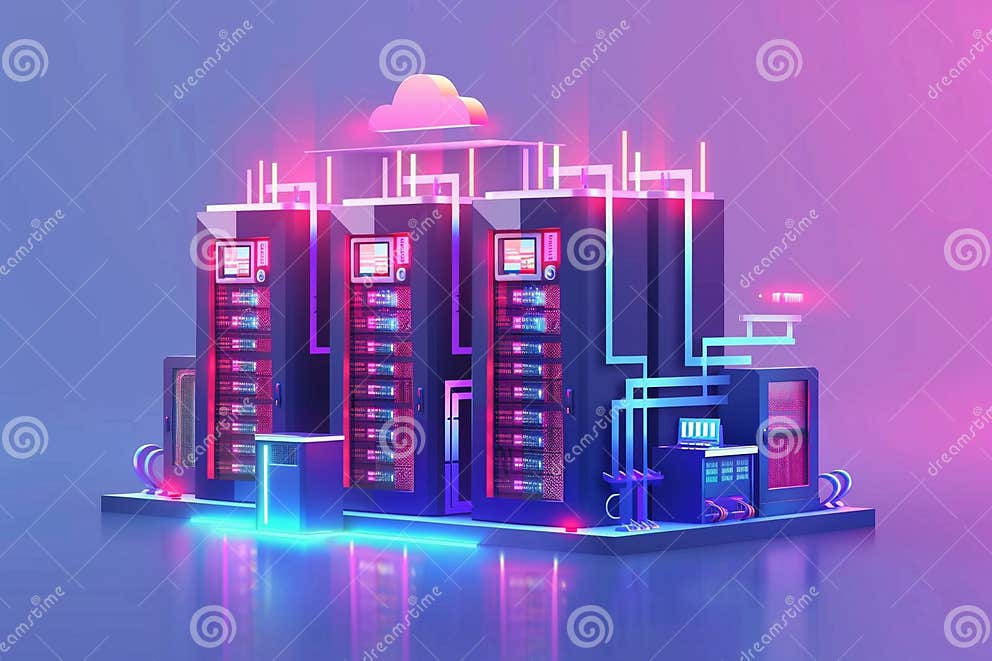 Data Center Illustration stock illustration. Illustration of cloud ...