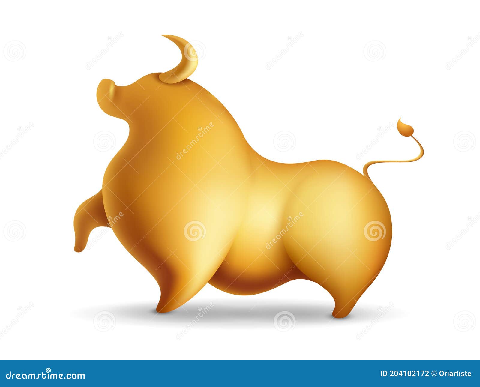 3D Illustration Design of Golden Ox on White Background . Isolated ...