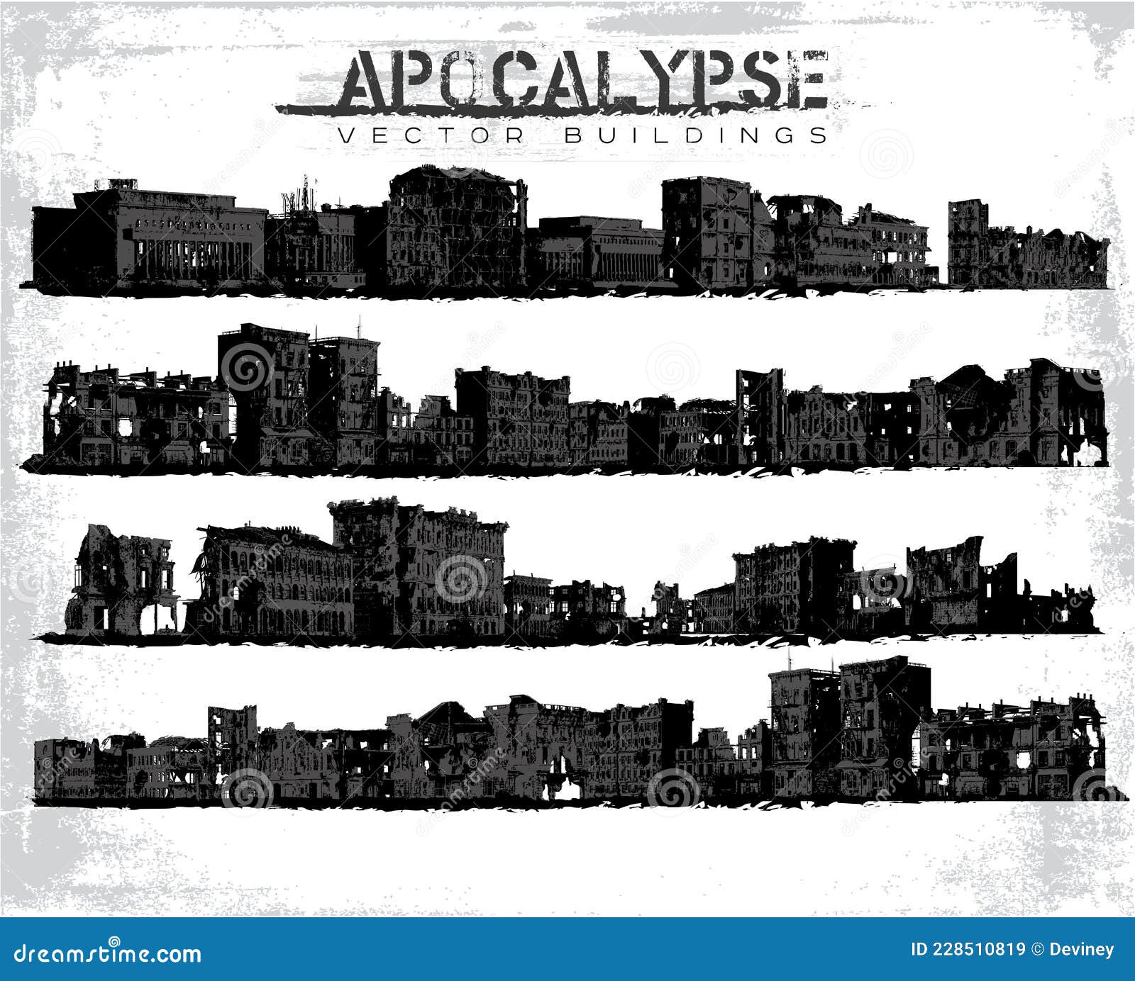 3D Destroyed Vector Buildings Stock Vector - Illustration of apocalypse ...