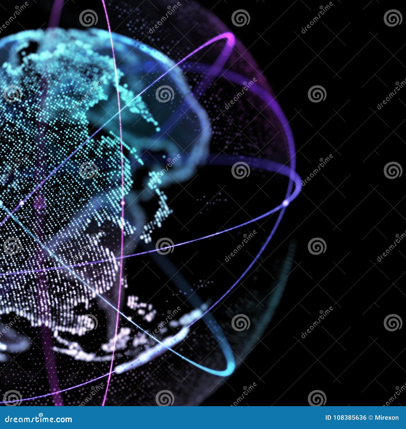 3d Illustration of Detailed Virtual Planet Earth. Technological Digital ...