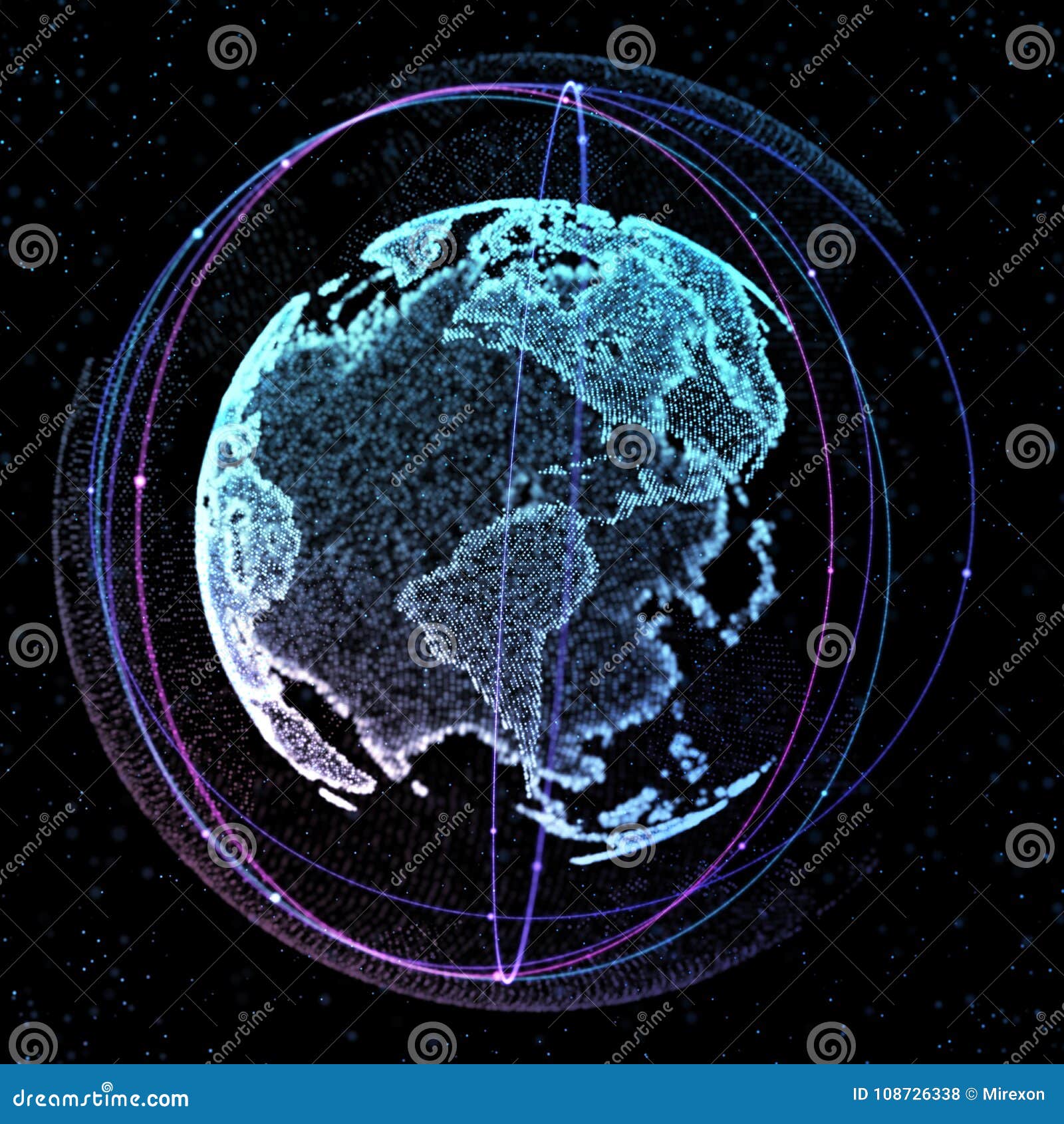 3d Illustration of Detailed Virtual Planet Earth. Technological Digital ...