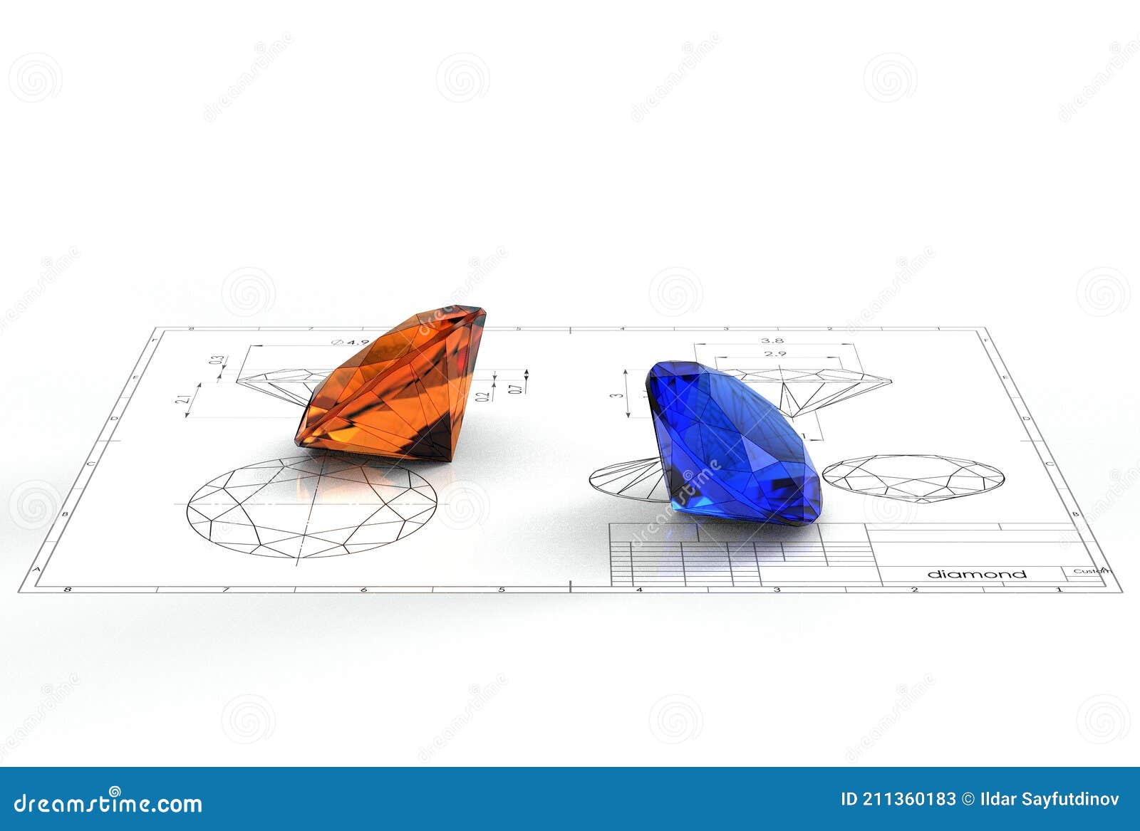 3d illustration of diamond stock illustration. Illustration of isolated ...