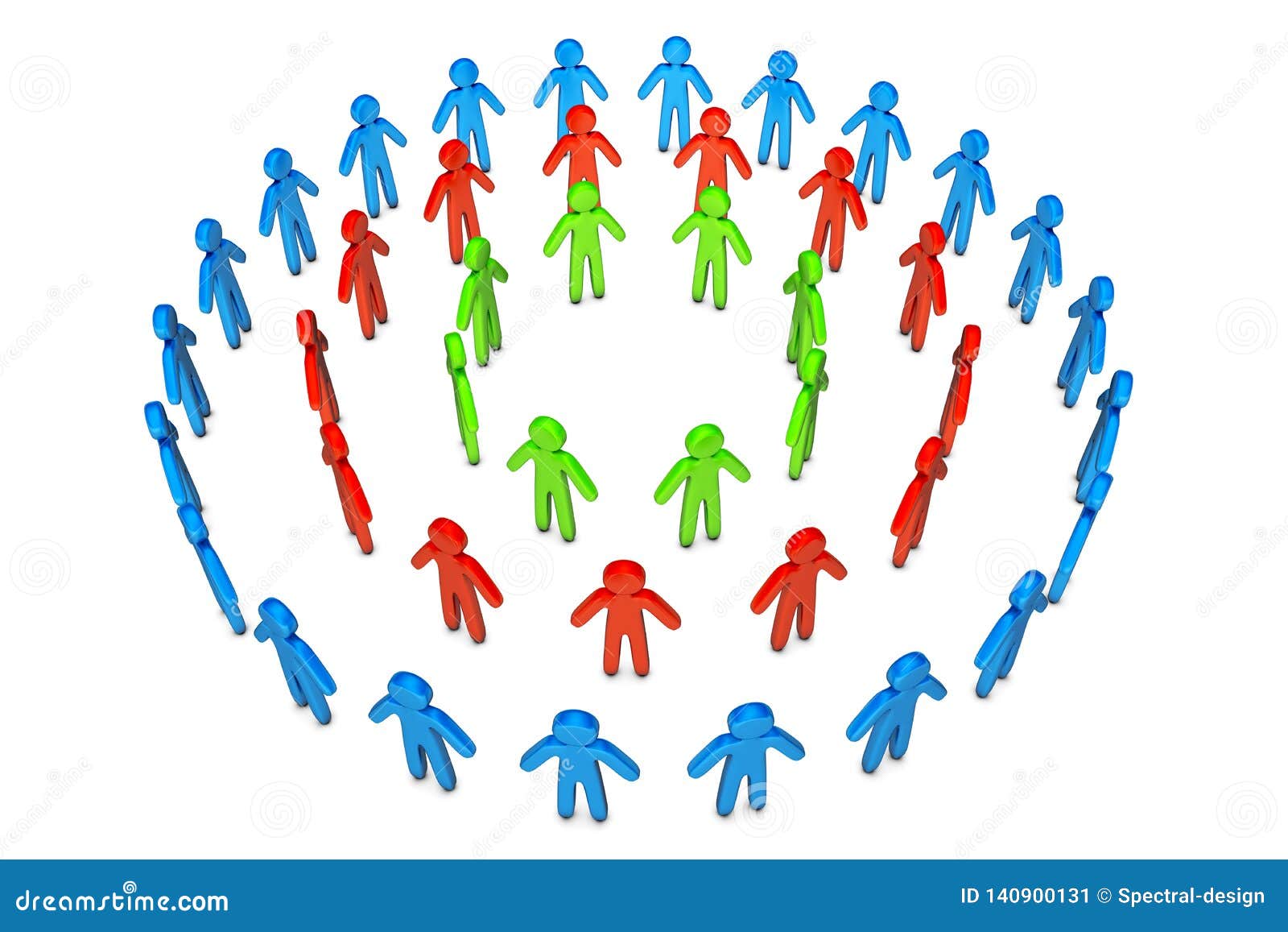 3D Illustration of Different Friends Circles Standing Together Stock ...