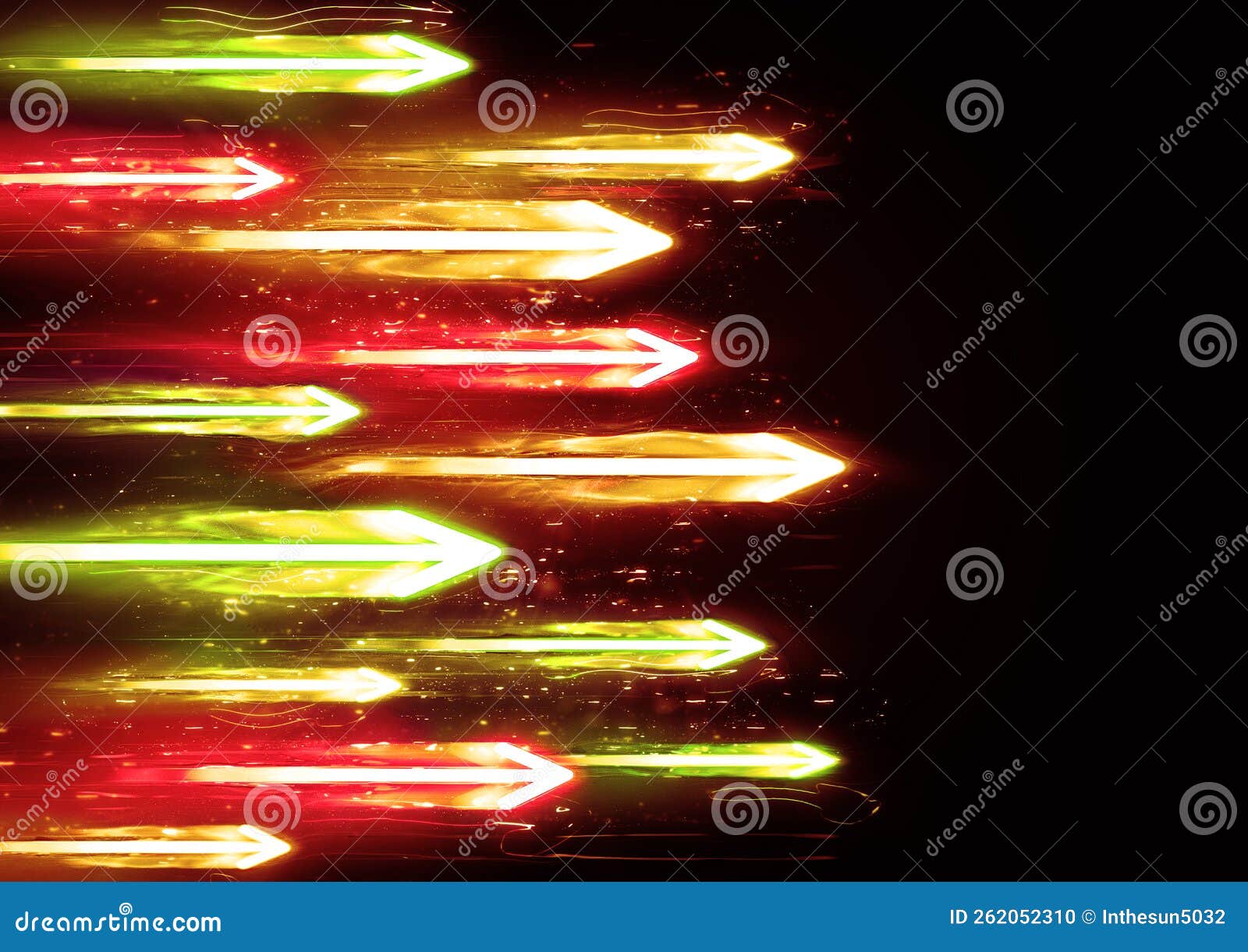3d Illustration of Light Arrows Flying in the Dark Stock Illustration ...