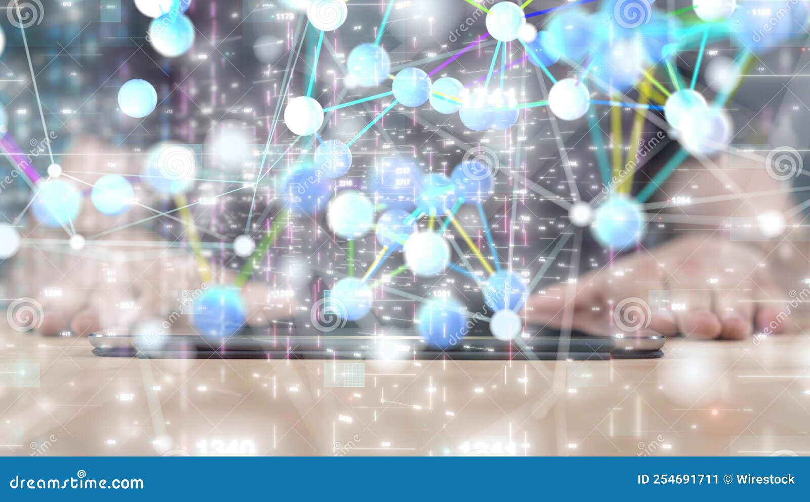 3D Illustration of Digital Network and Data Concept in 3D Stock Image ...