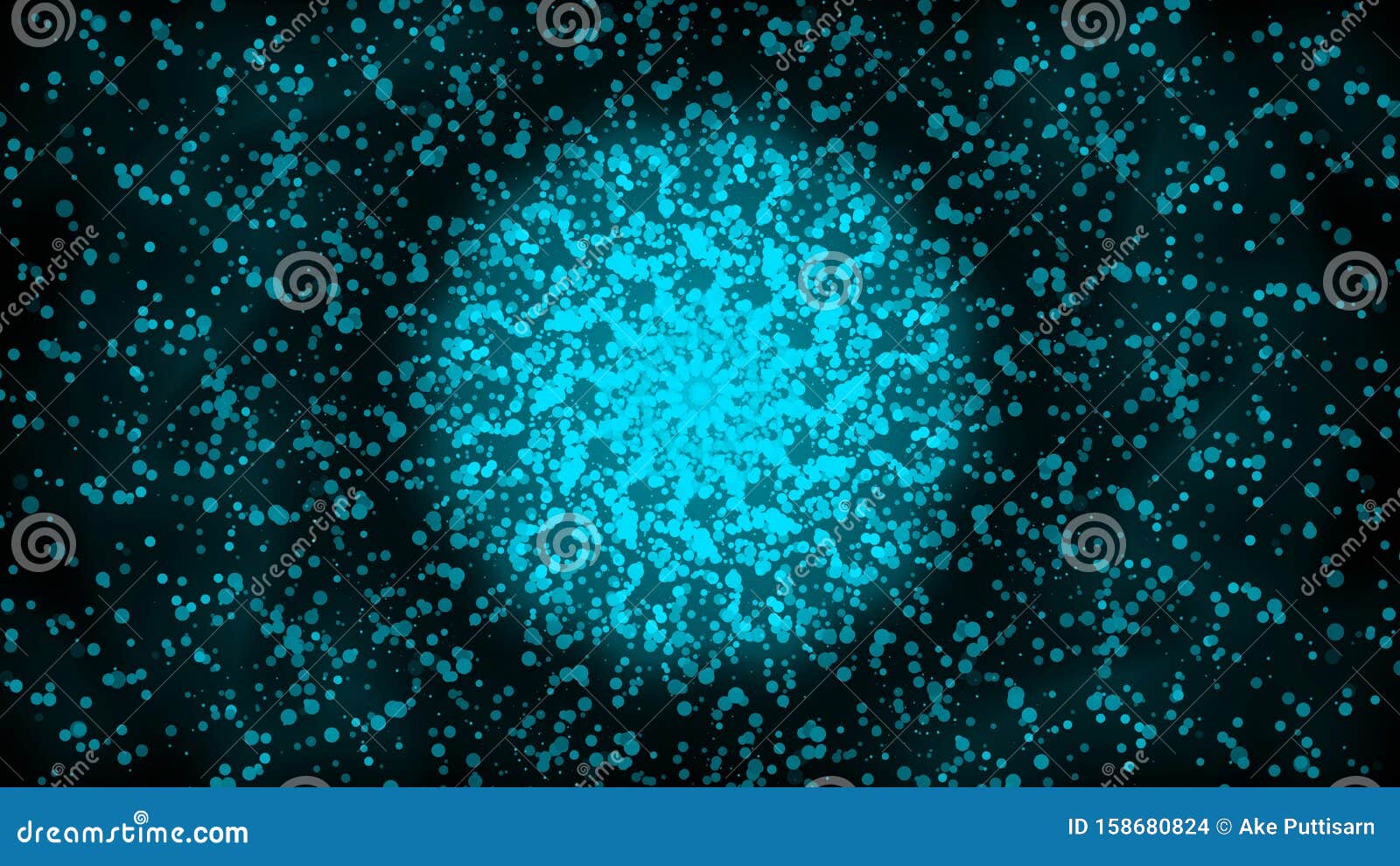 3d Illustration, the Dispersion from the Center of the Blue Circular ...