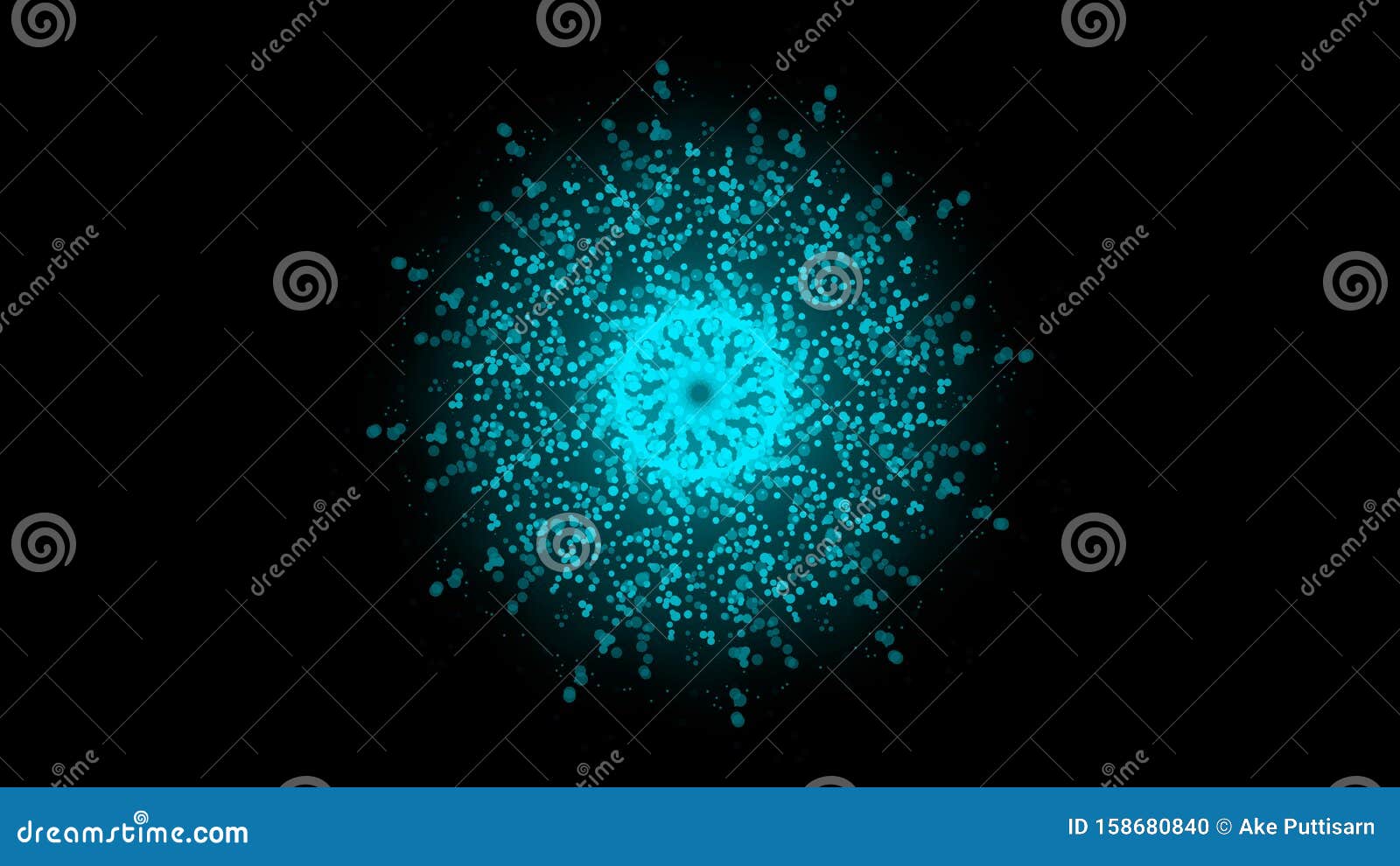 3d Illustration, the Dispersion from the Center of the Blue Circular ...