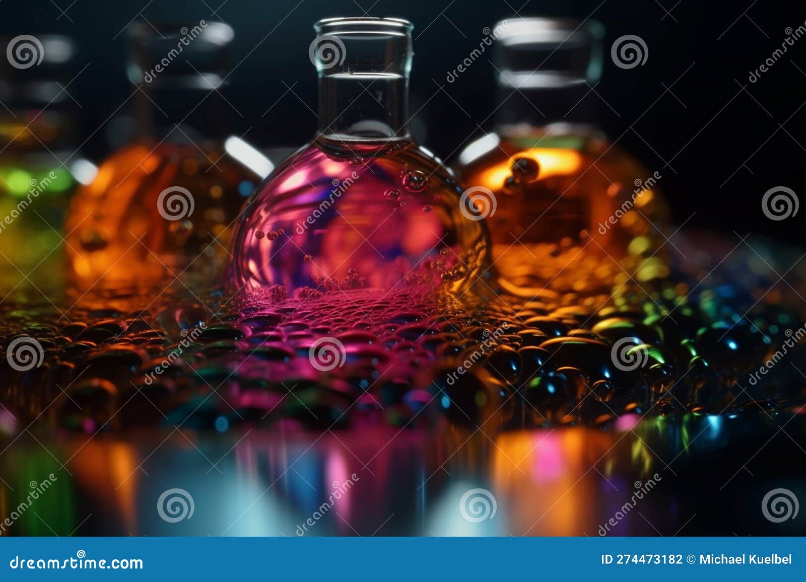 3D Illustration of Dissolution Process in Glass Flask Stock ...