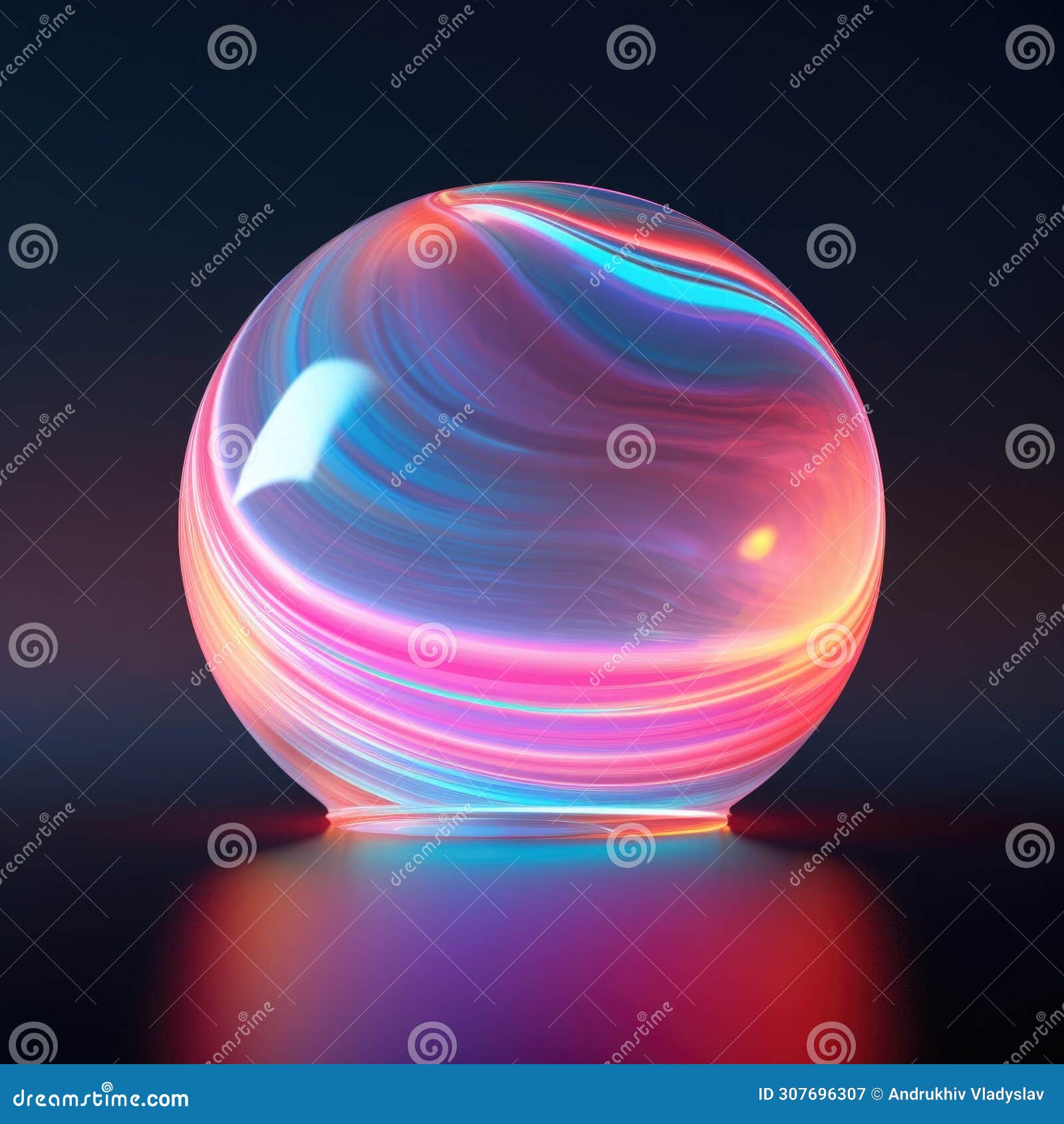 3D Illustration of a Distorted Holographic Sphere Stock Illustration ...