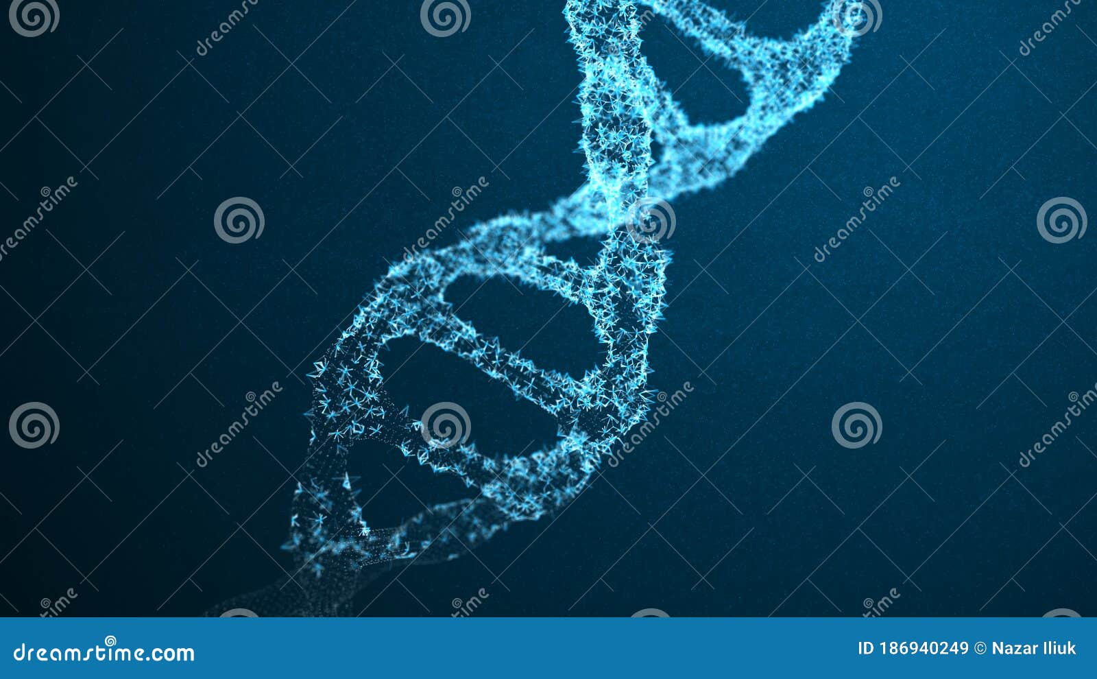 3D Illustration DNA. Abstract Digital Connection Dots and Lines ...
