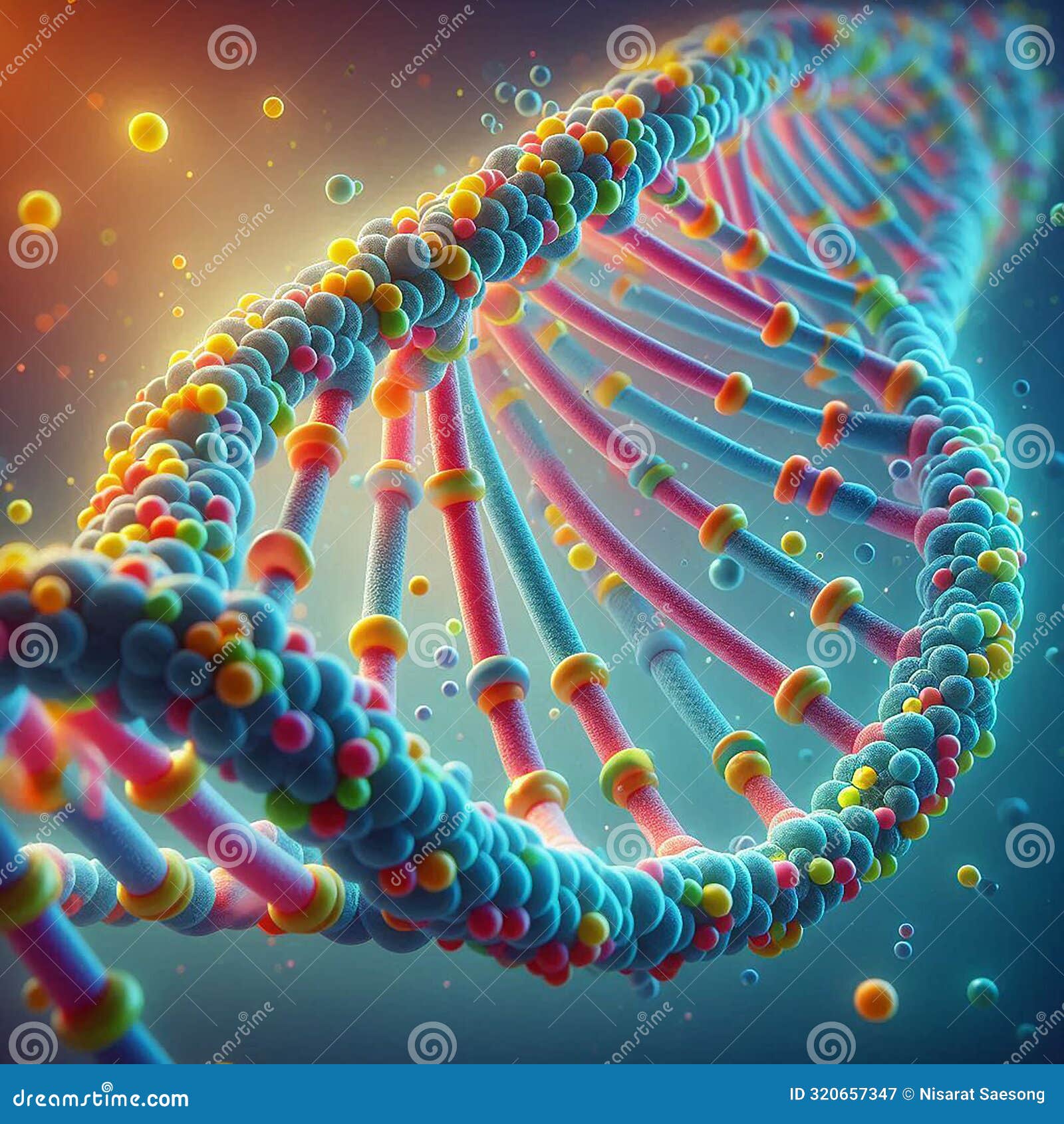 3D Illustration of DNA Cell Stock Illustration - Illustration of ...