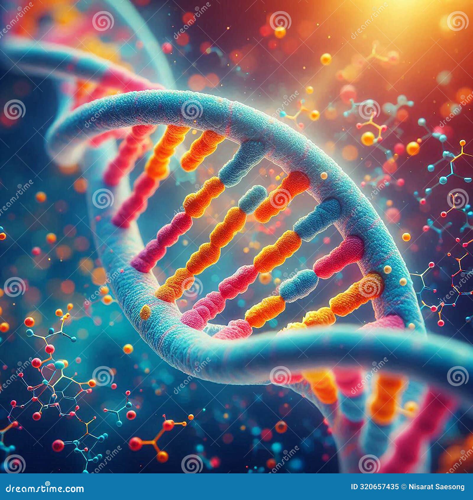 3D Illustration of DNA Cell Stock Illustration - Illustration of ...