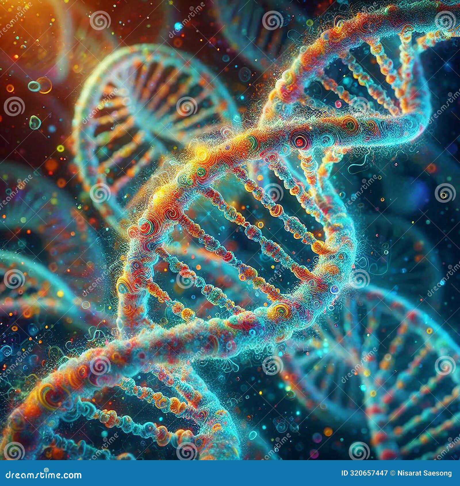 3D Illustration of DNA Cell Stock Illustration - Illustration of blue ...